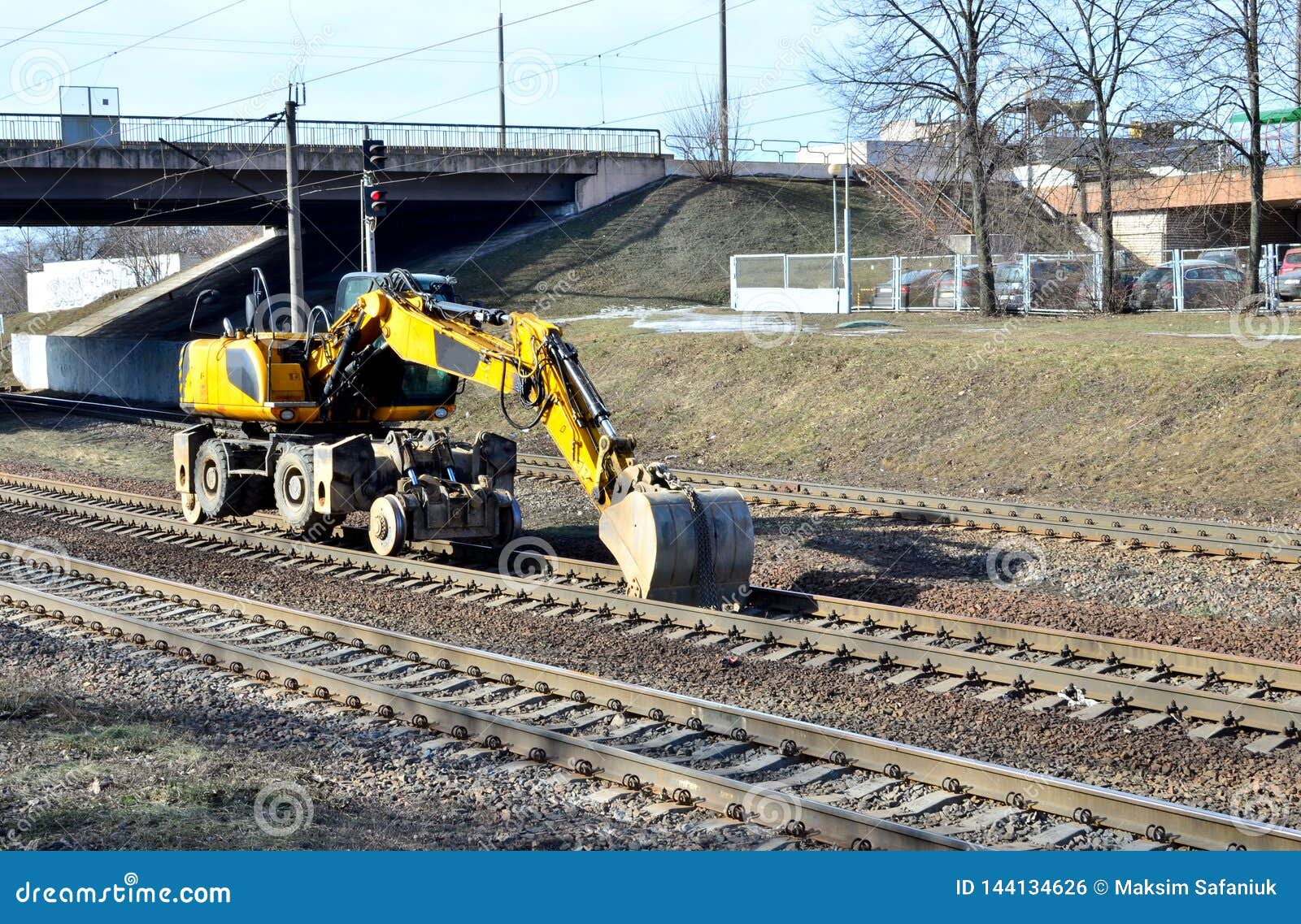 Wheel Excavator for Work on the Rails of the Railway Stock Photo ...
