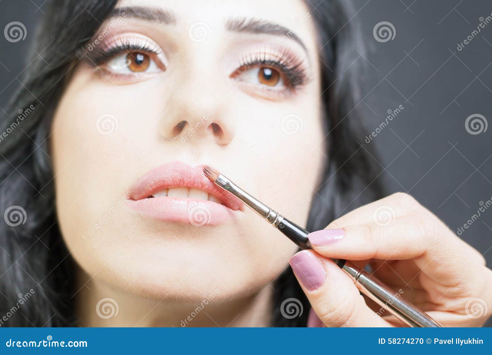 Specialist In Beauty Salon Gets Lipstick Lip Gloss Professional Make