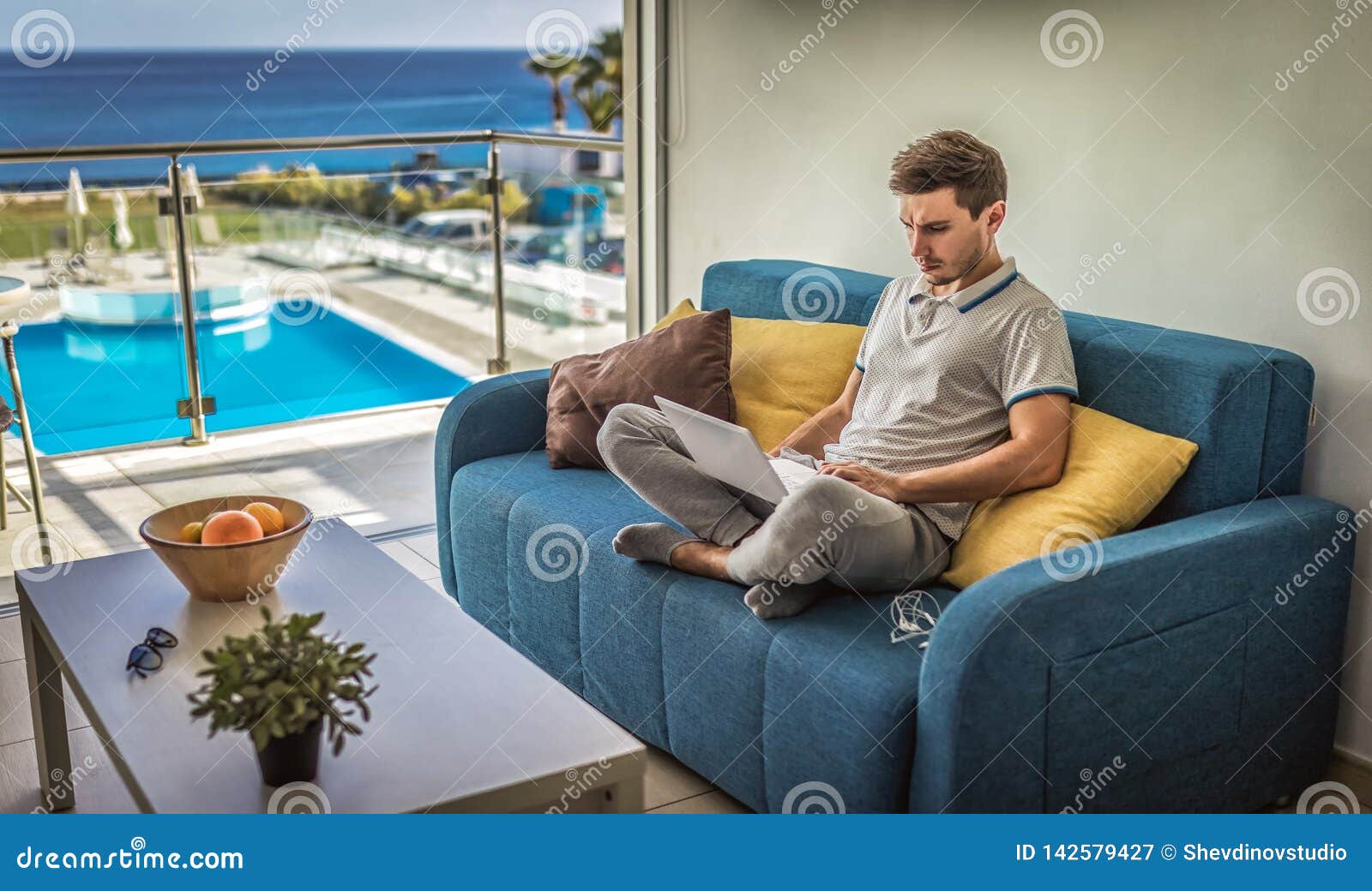 It Specialist, Businessman Working at Home with His Computer, Laptop ...