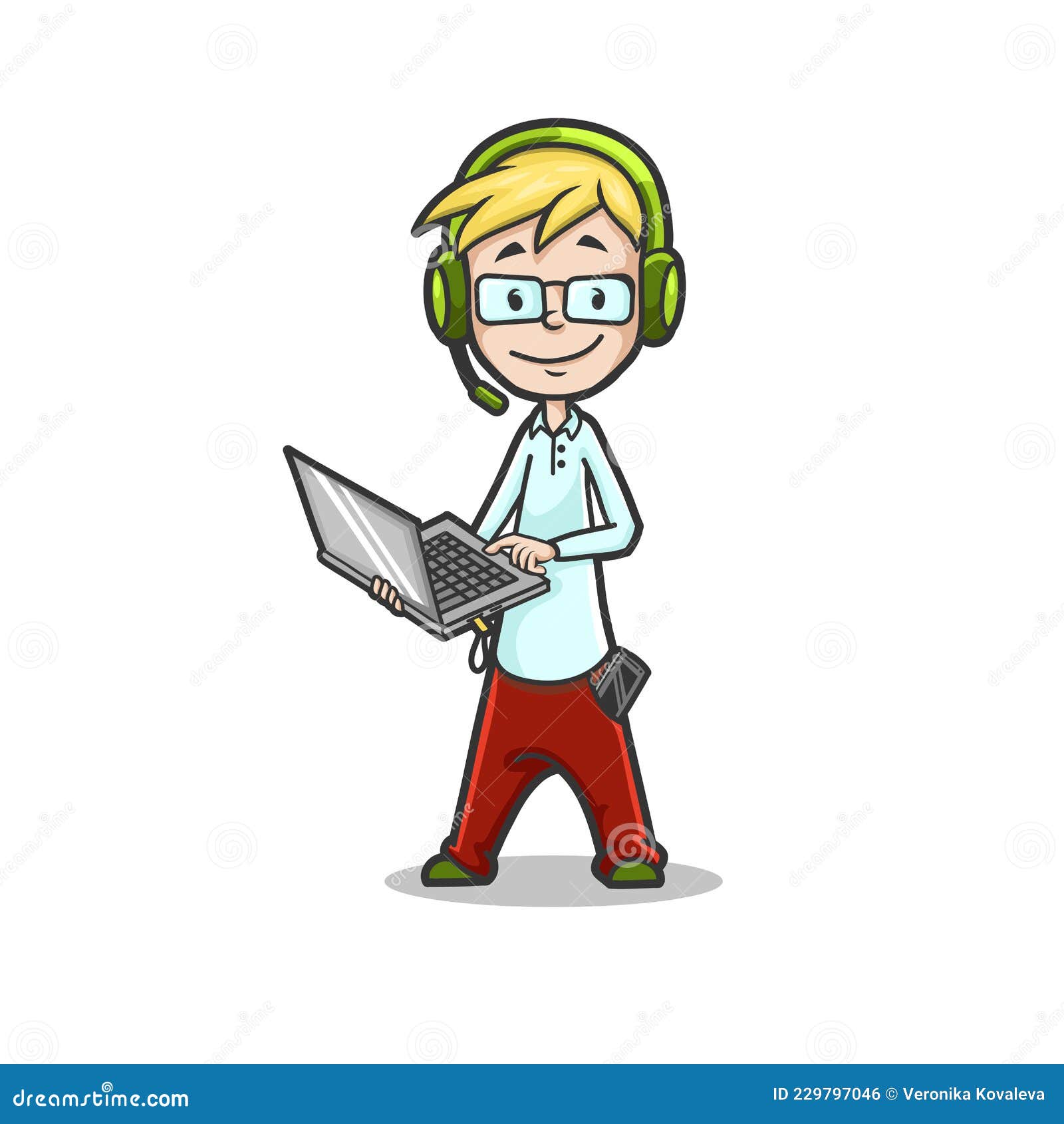Cartoon Character with Laptop Stock Vector - Illustration of business ...