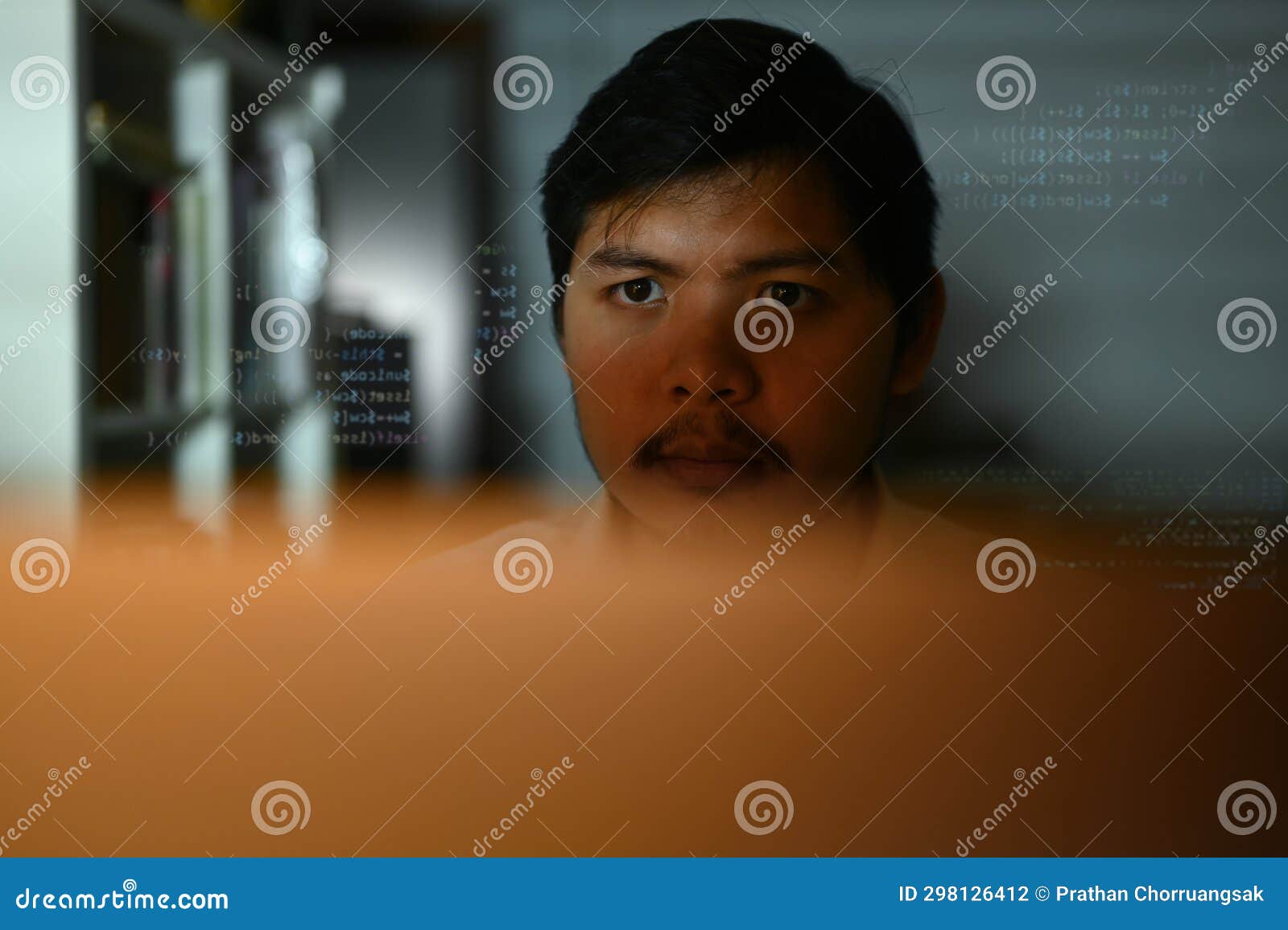 It Specialist Coder Working in a Dark Office for Data Processing in Dark Room Stock Photo ...
