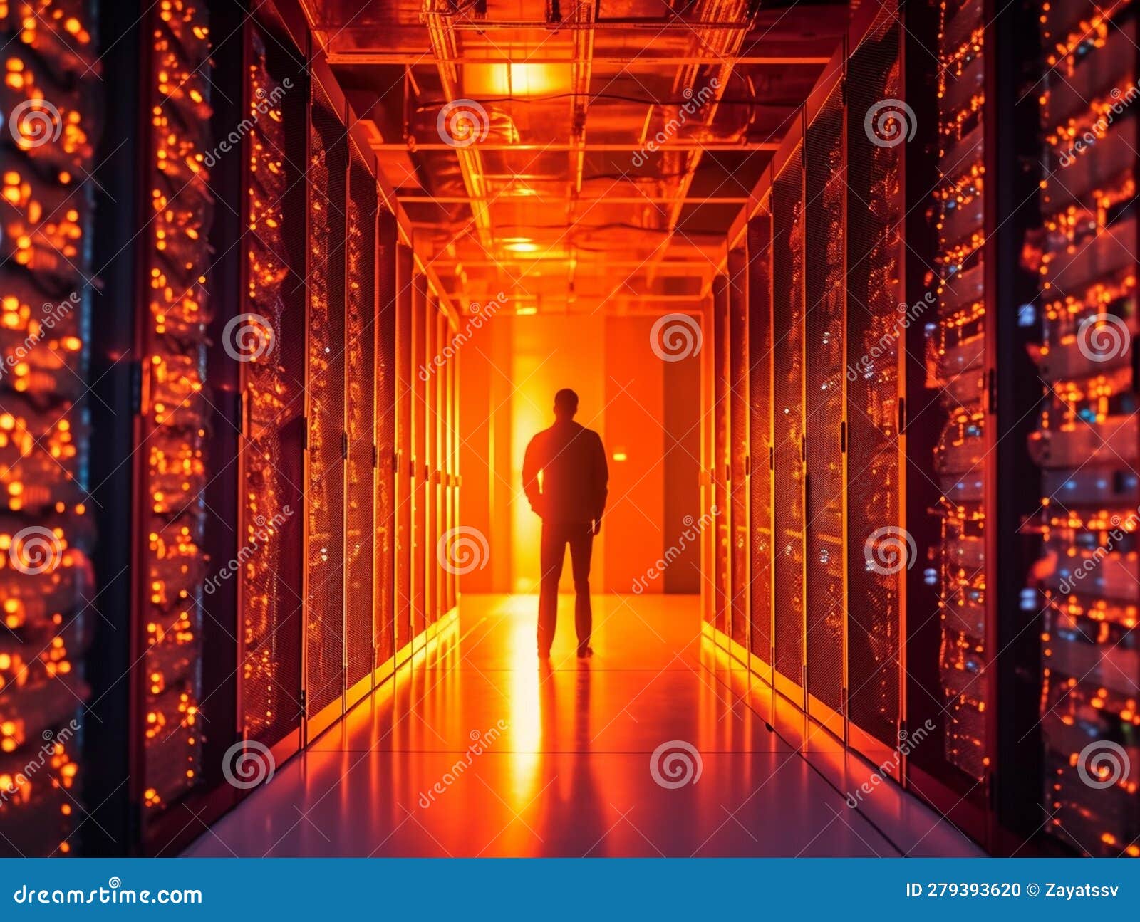 It Specialist in Data Center. Big Server Farm Cloud Computing Facility ...