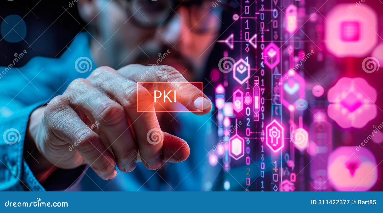 It Specialist Demonstrating Public Key Infrastructure PKI Concept with ...