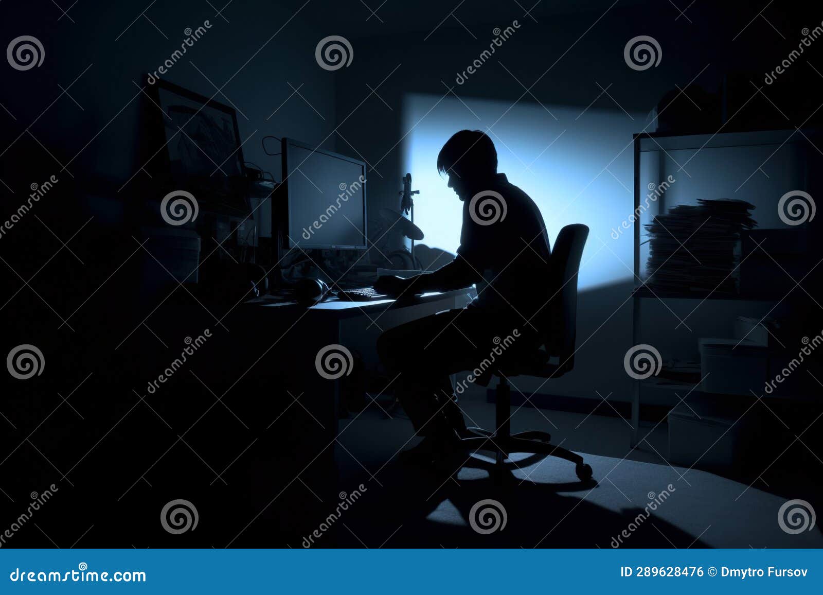 It Specialist Front of His Computer Running Work. Generative AI Stock ...