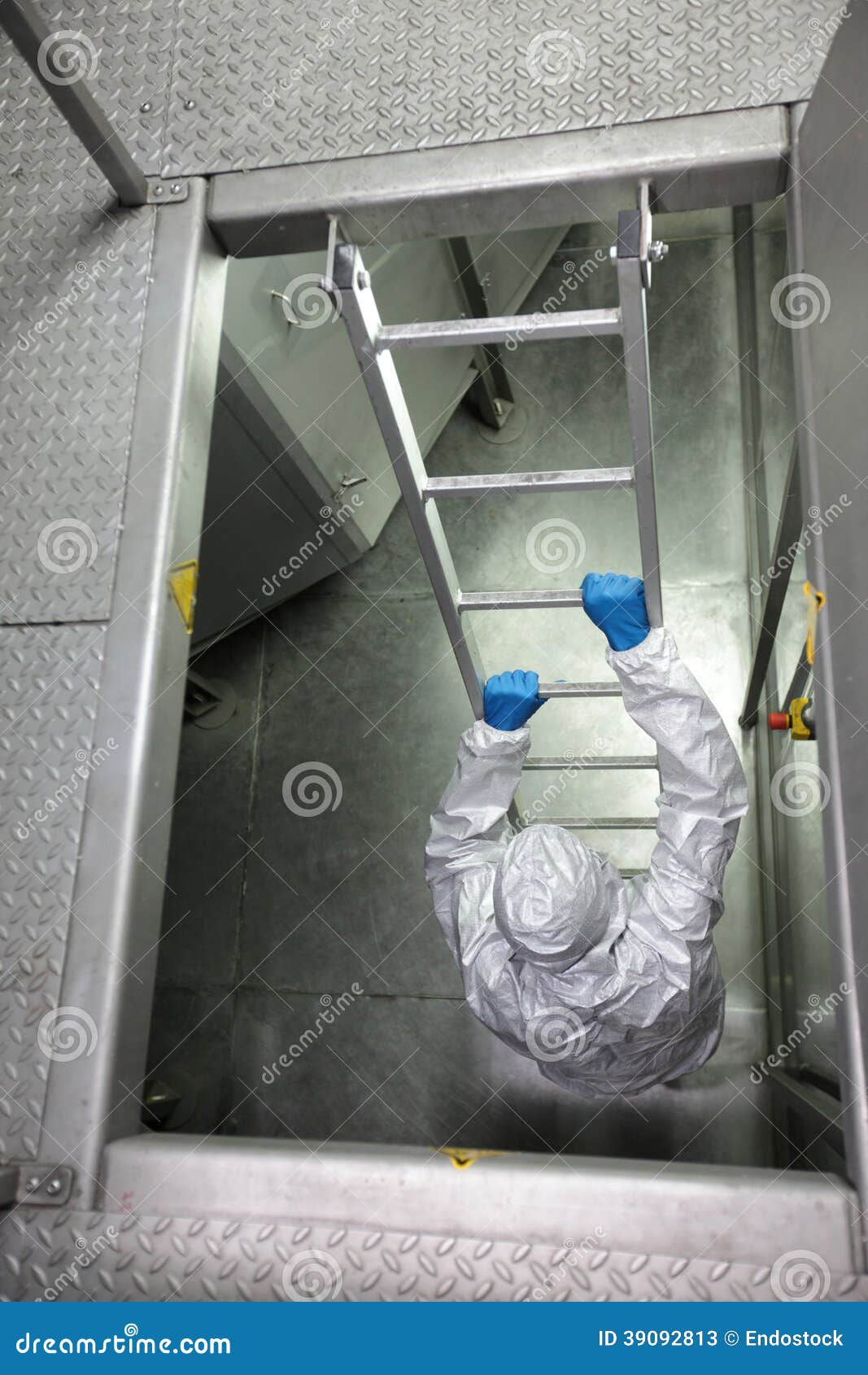 Specialist Going Up a Metal Ladder Stock Image - Image of base, ladder ...