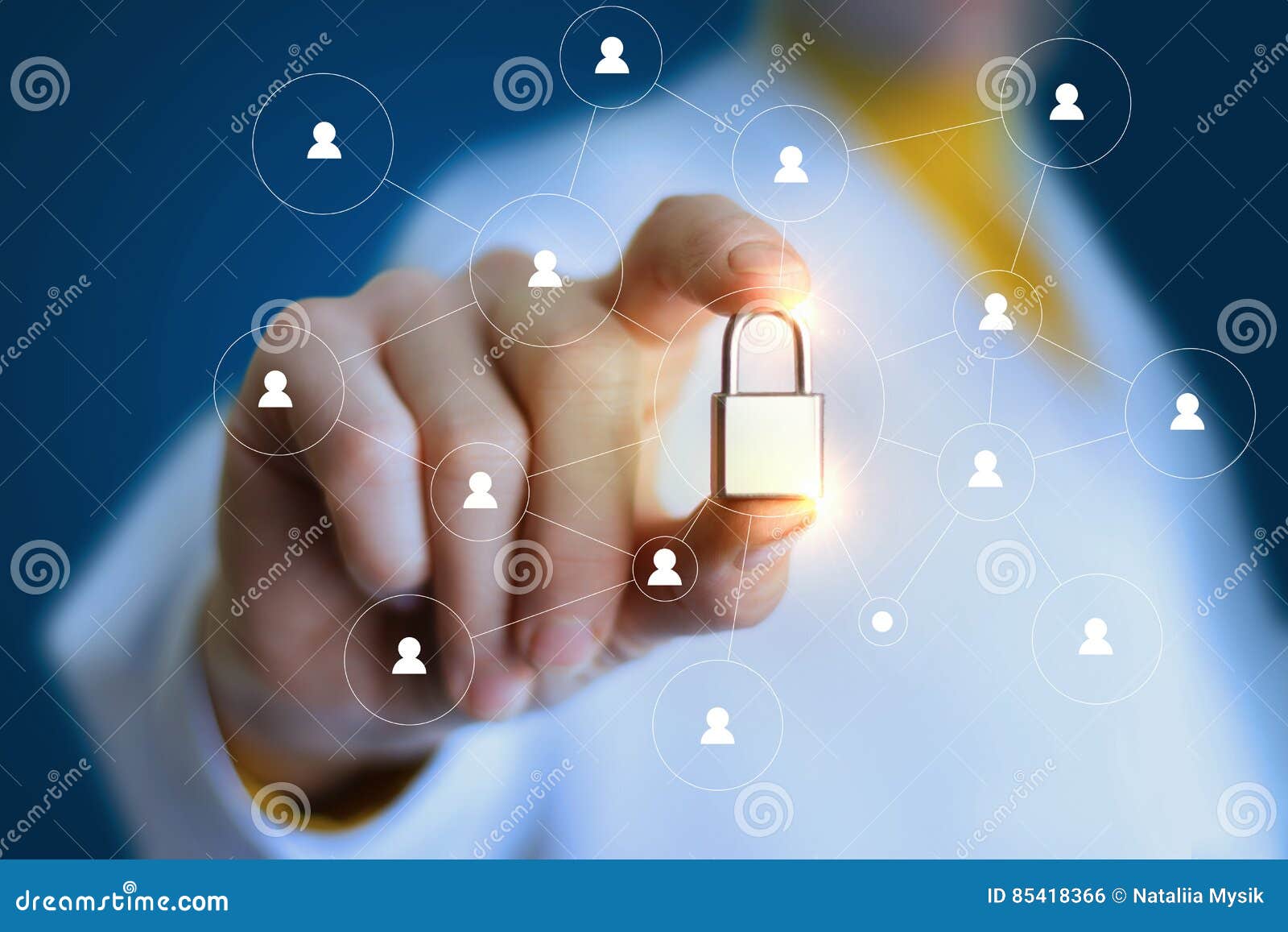 Specialist Inserts a Lock in Network . Stock Photo - Image of data ...