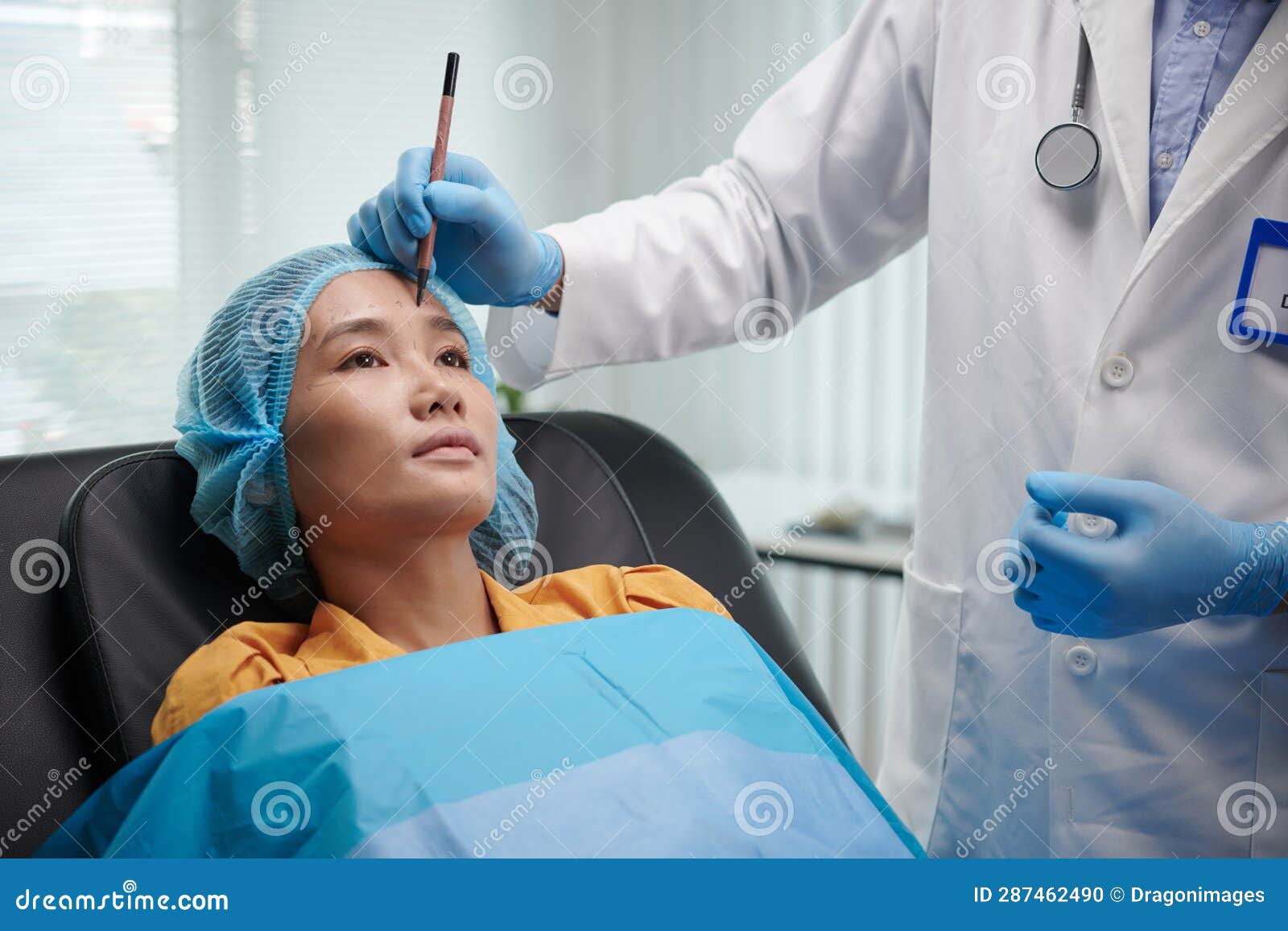 Specialist Marking Face of Patient Stock Photo - Image of appearance ...