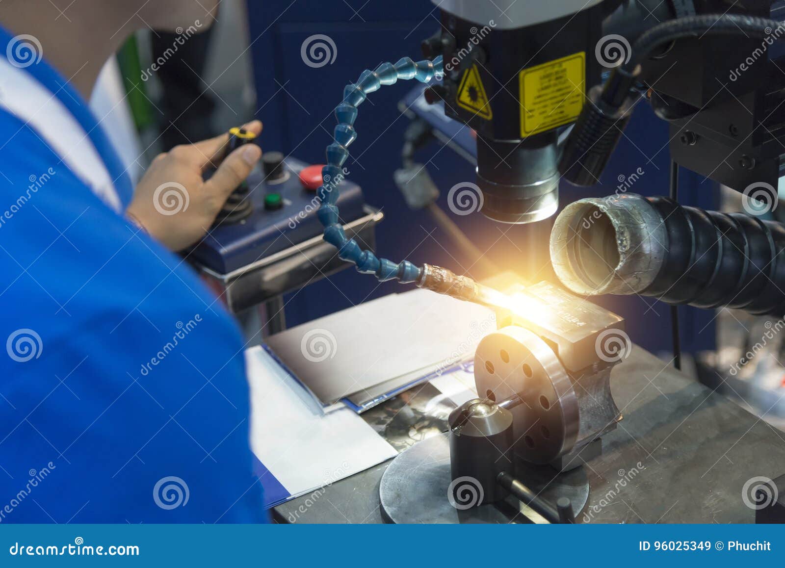 The Specialist Operator Use the Laser Welding Machine. Stock Image ...