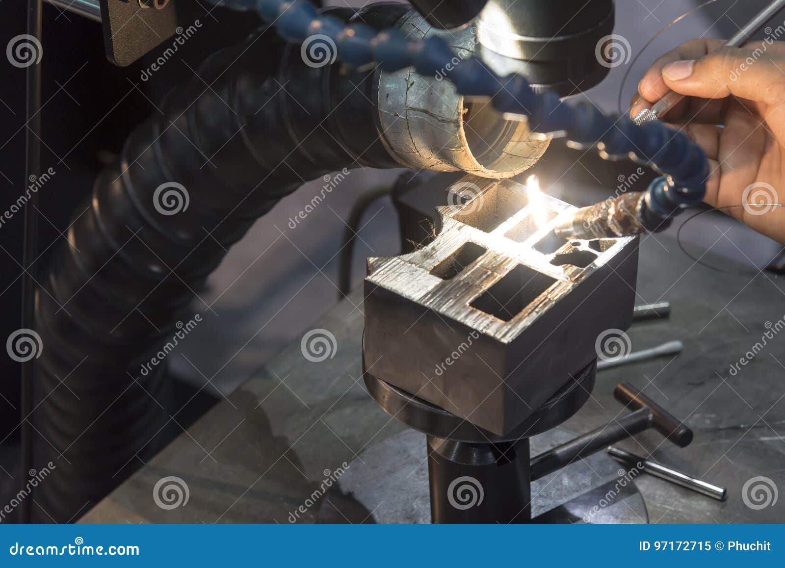 The Specialist Operator Use the Laser Welding Machine. Stock Image ...