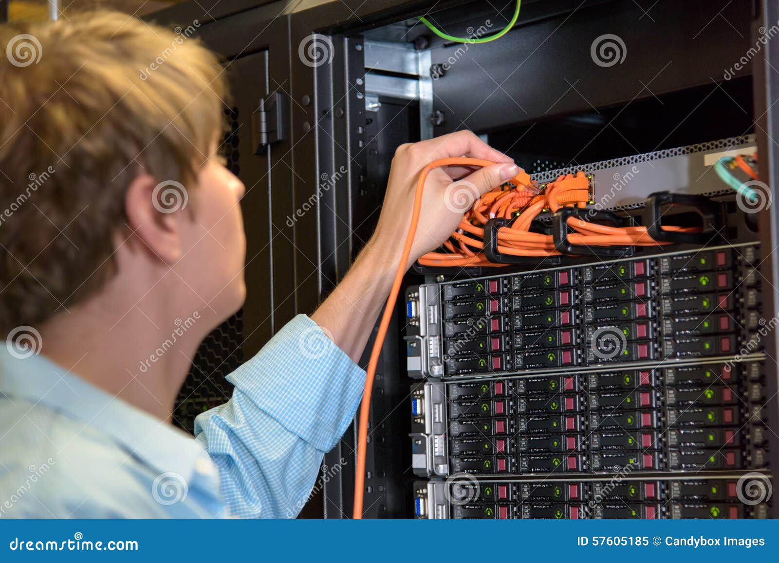 It Specialist Patching Network Wire Stock Image - Image of hardware ...