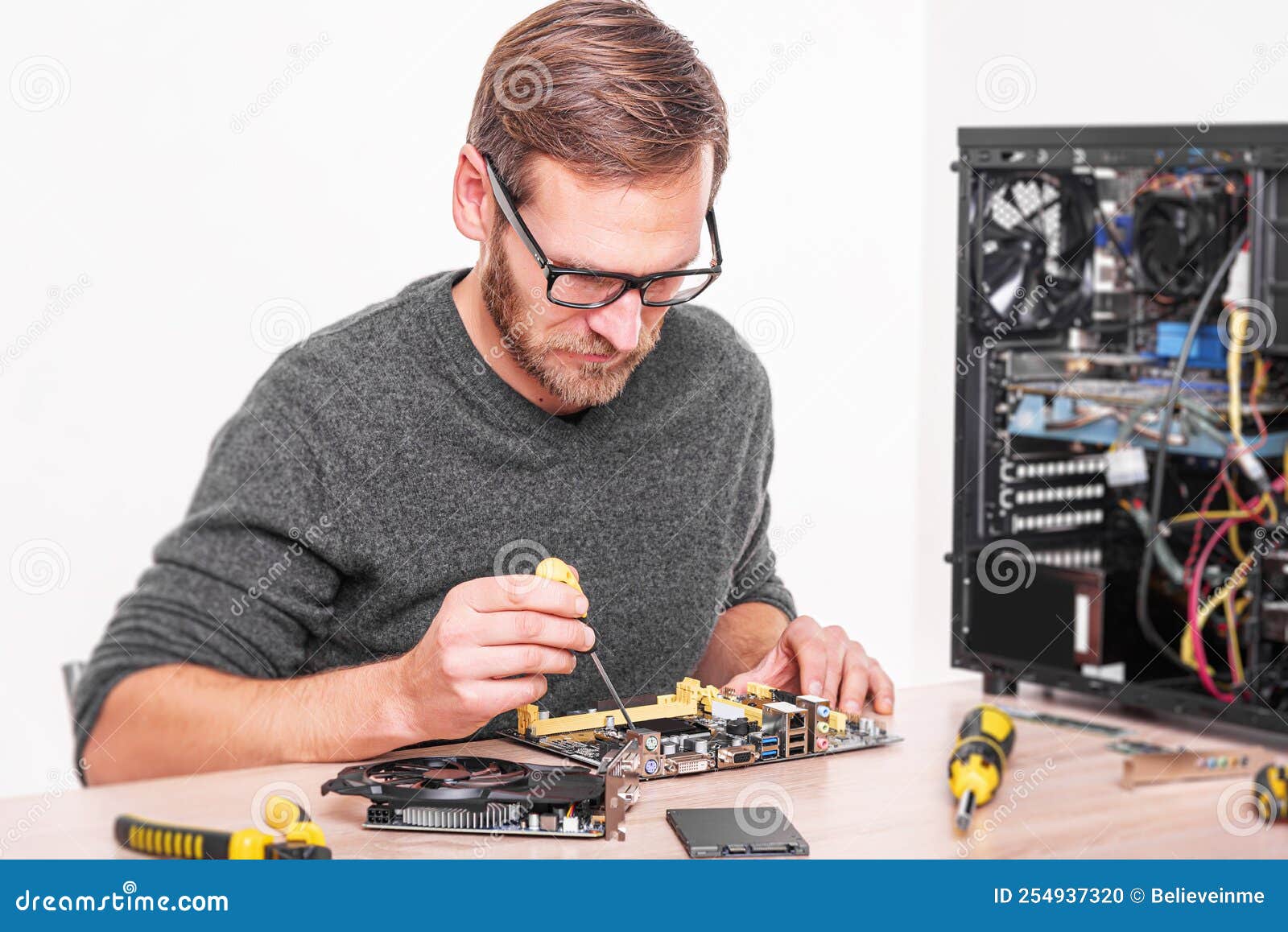 Repair, Assembly and Restoration of Personal Computers Stock Photo ...