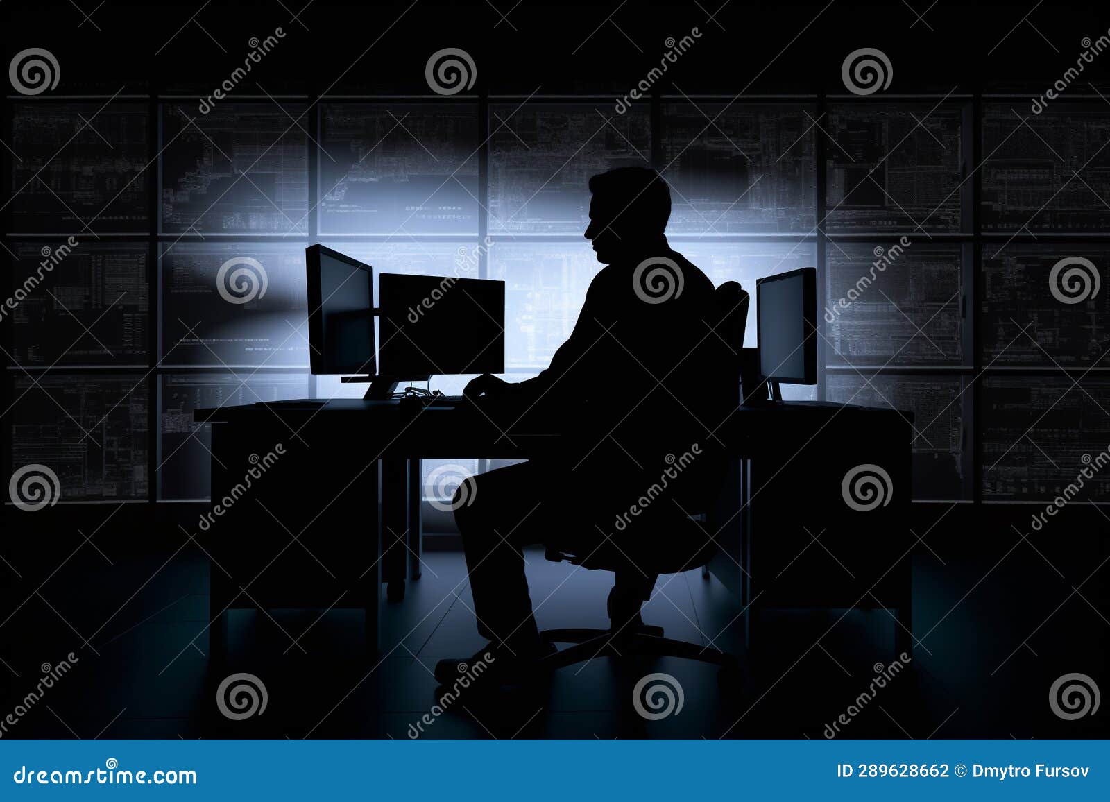 It Specialist Front of His Computer Running Work. Generative AI Stock ...