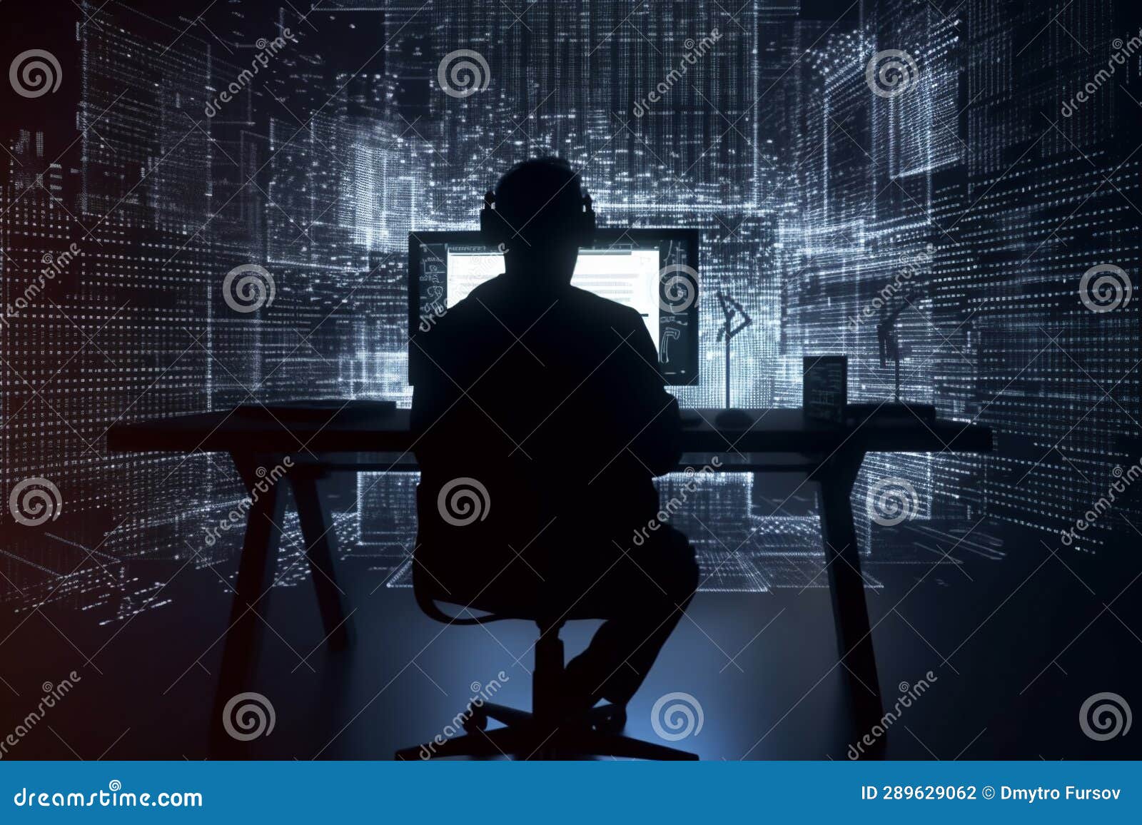 It Specialist Front of His Computer Running Work. Generative AI Stock ...