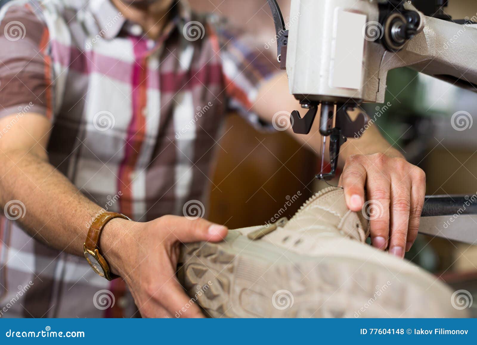 Specialist stitching shoes stock photo. Image of clicker - 77604148