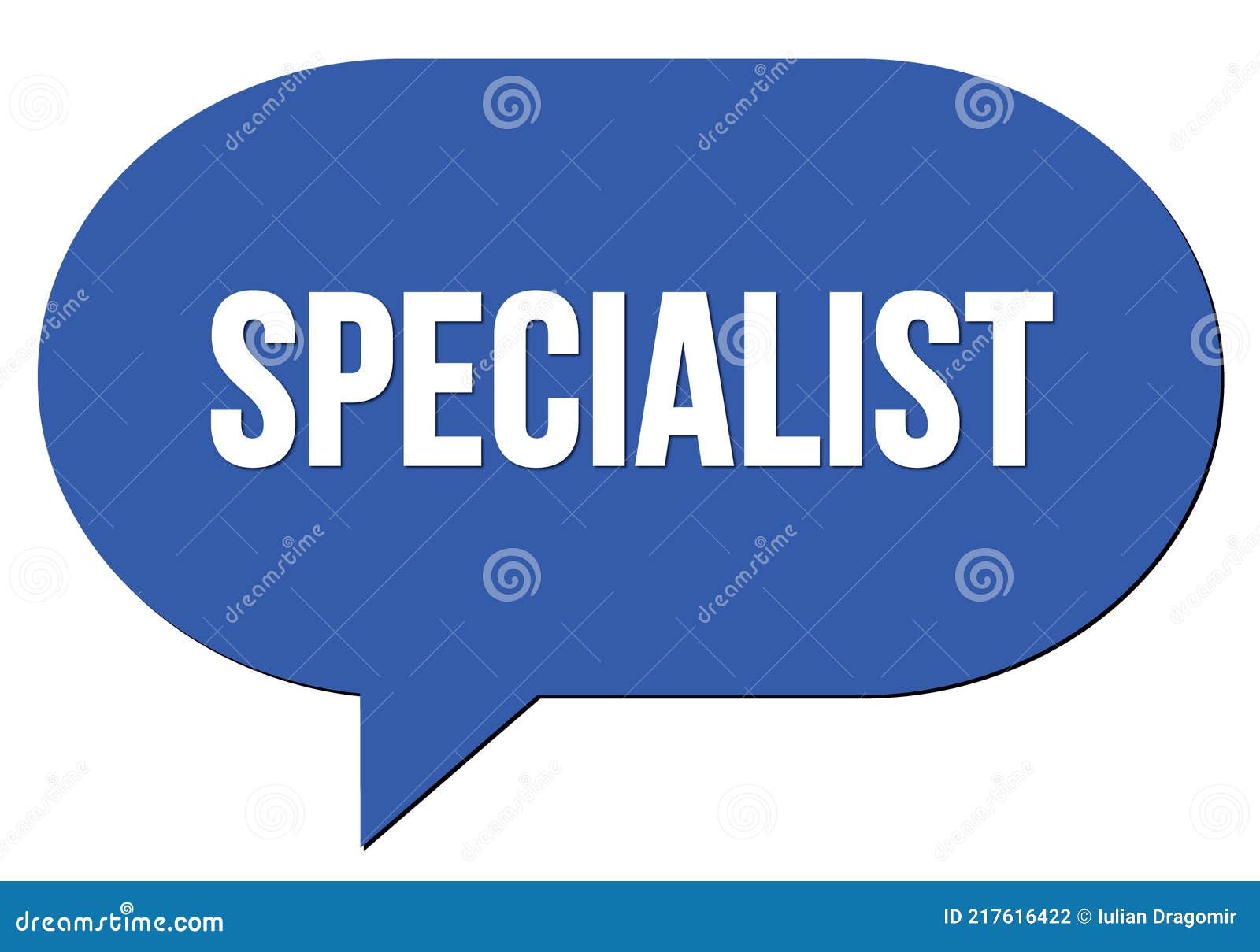 SPECIALIST Text Written in a Blue Speech Bubble Stock Illustration ...