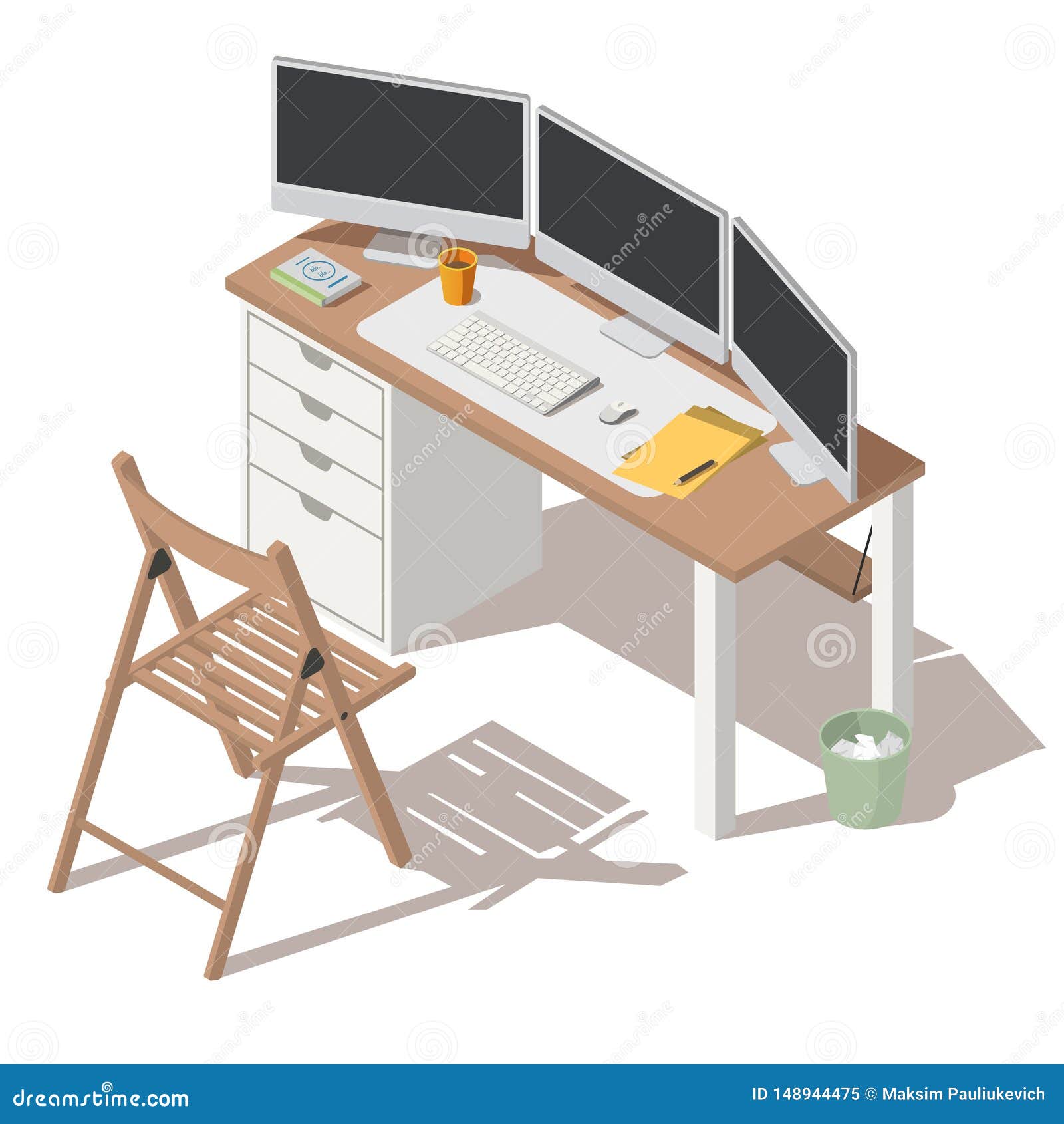 It Specialist Workplace with Monitors Vector Stock Vector ...