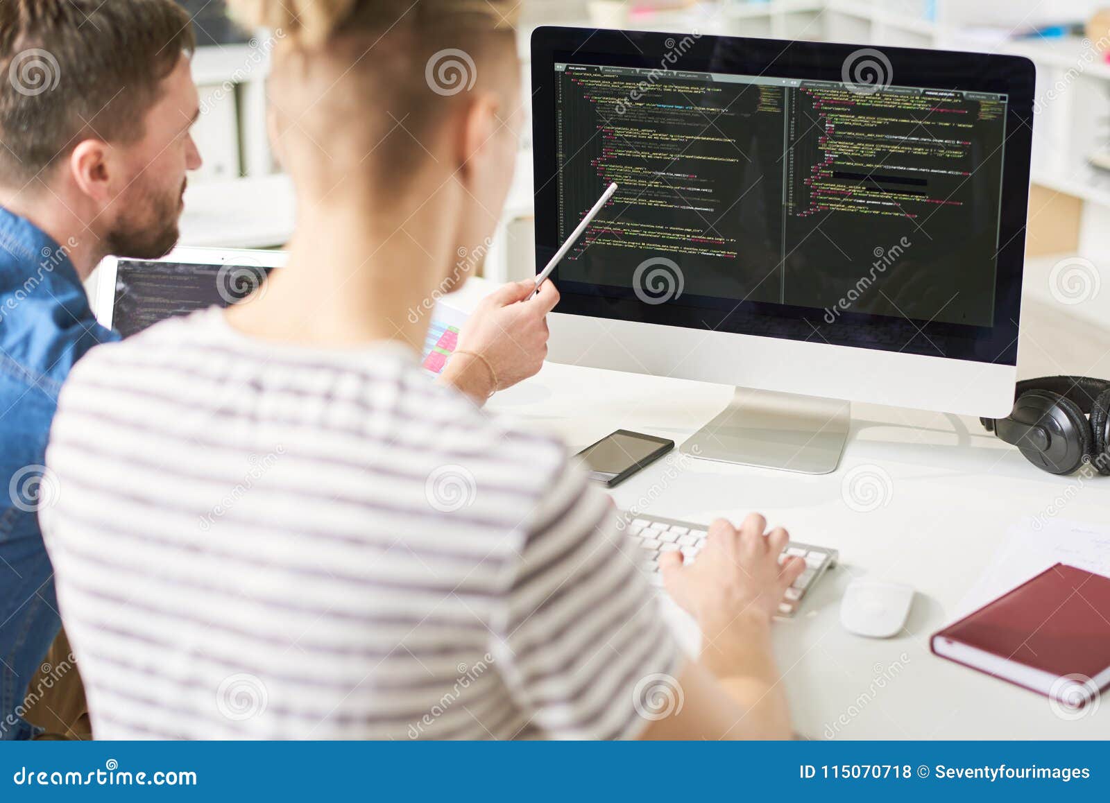 It Specialists Viewing Computer Code Stock Photo - Image of analyzing ...