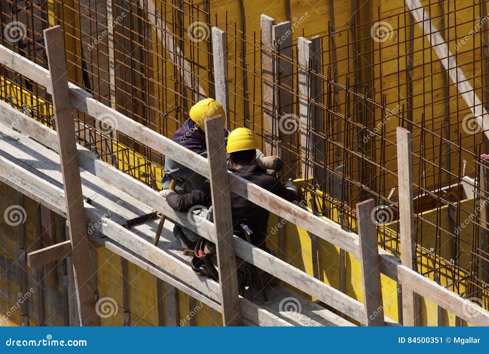 Specialists at Work on Construction Site in Reinforcing Frame Editorial ...