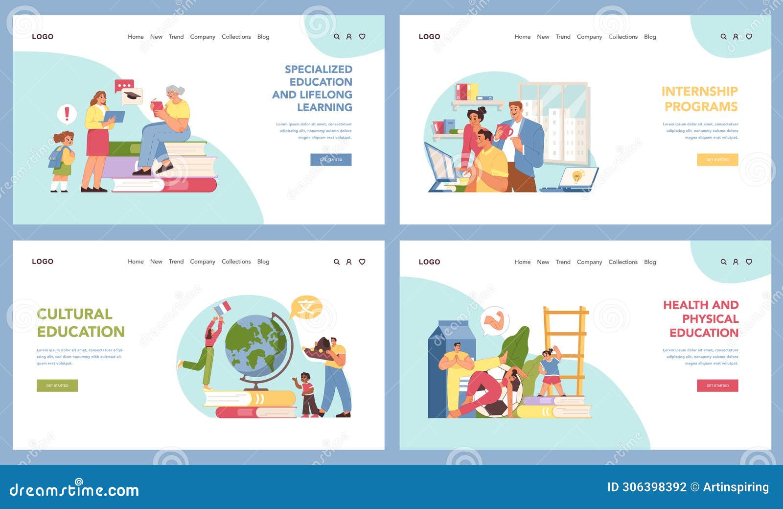 Specialized Education Set. Flat Vector Illustration Stock Vector ...