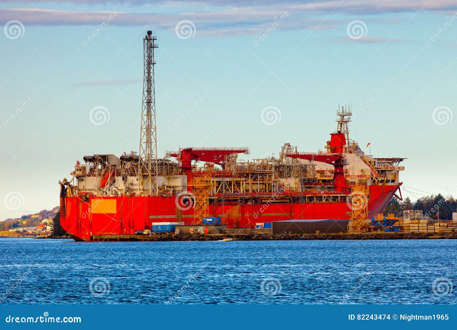 Specialized Ship in the Shape of the Tower Stock Photo - Image of pipes ...