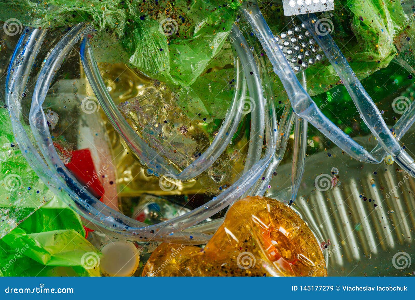 Specialized Transparent Tubes Being Combined with Plastic Trash Stock ...