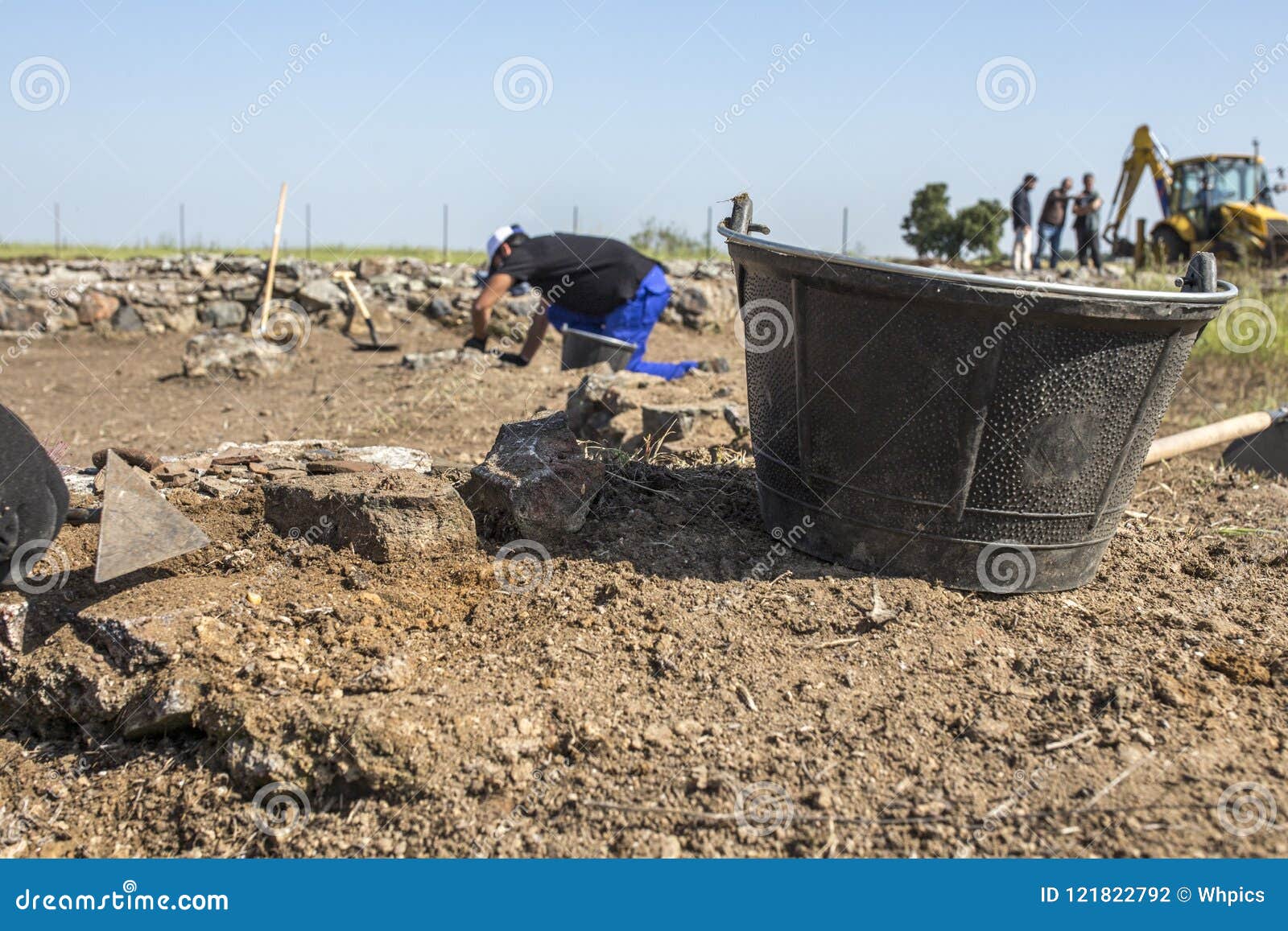 Archaeological Excavation. Human Remains Bones, Skeleton And Skull In ...