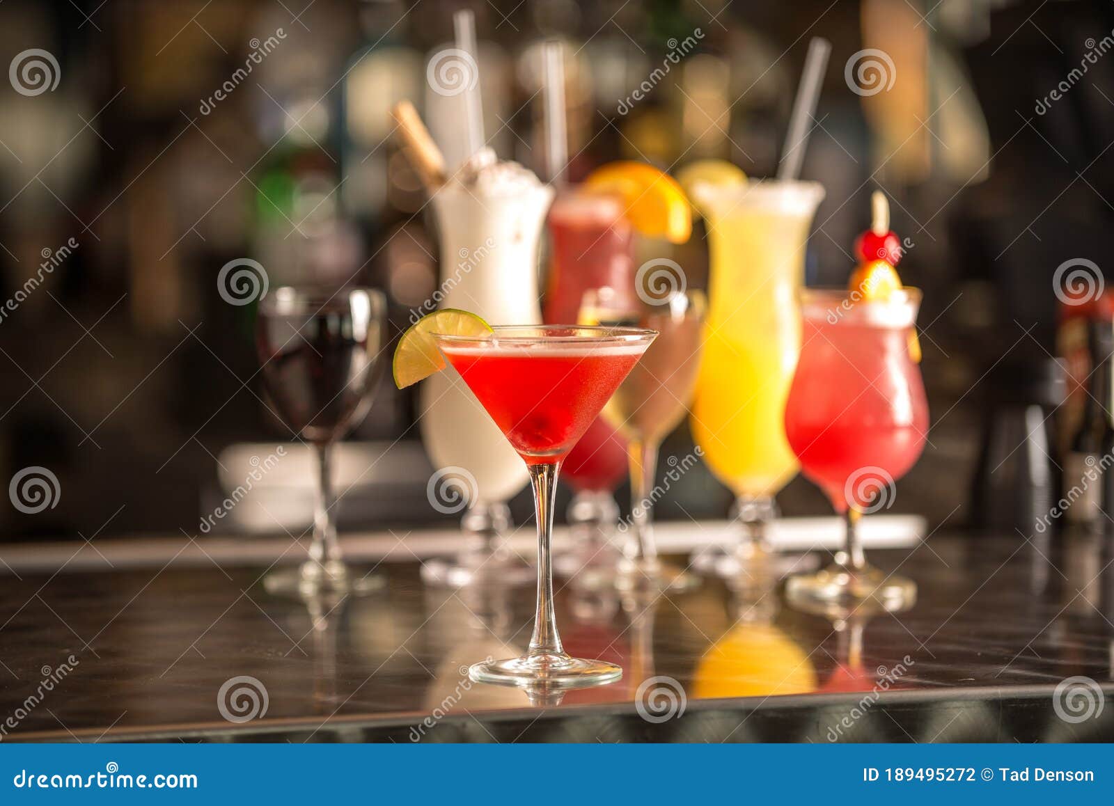 Specialty Cocktail Assortment at a Bar Stock Photo - Image of drinks ...