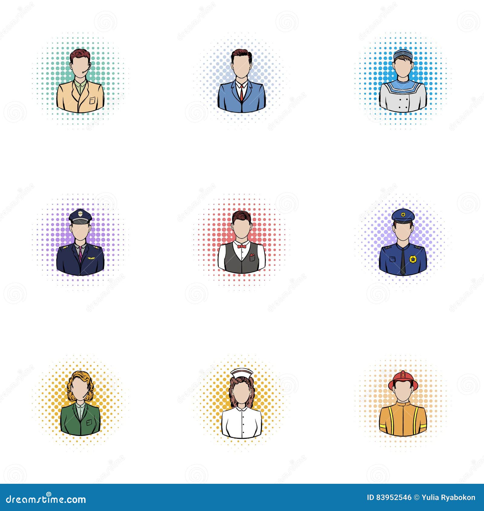 Specialty Icons Set, Pop-art Style Stock Vector - Illustration of ...