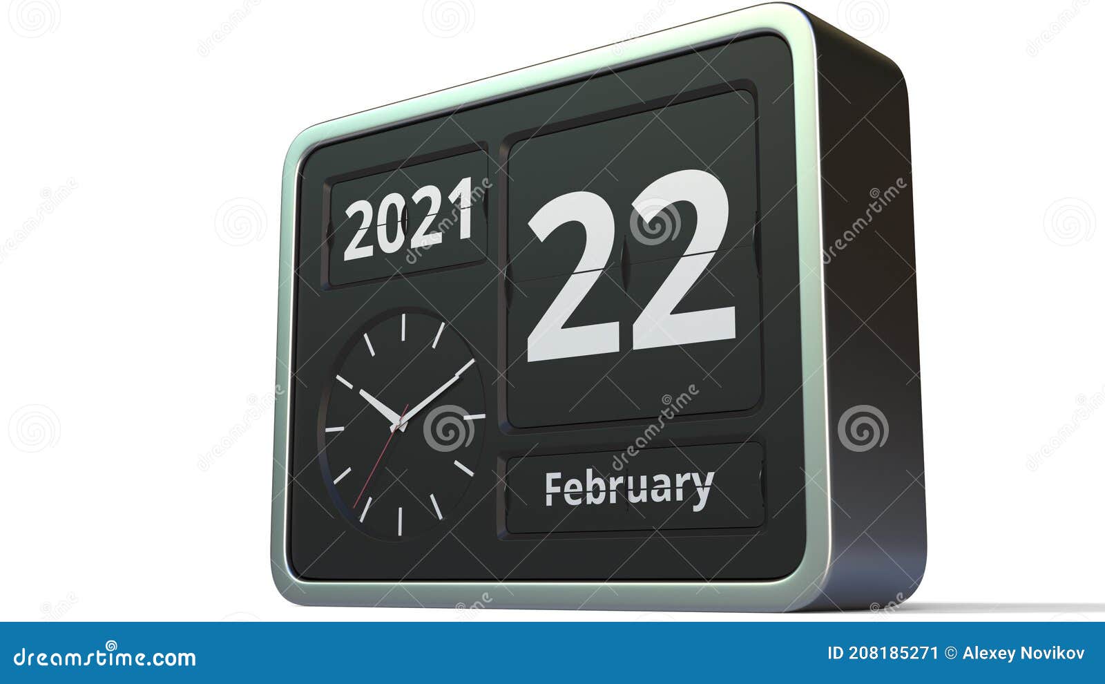 February 22 Date on the Flip Clock Calendar, 3d Rendering Stock ...