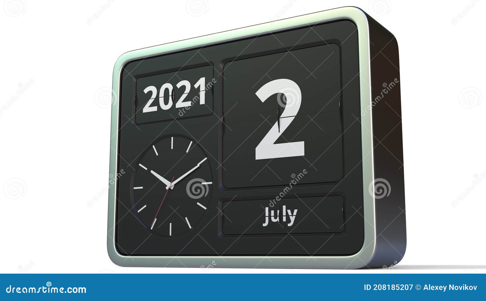 July 2 Date on the Flip Clock Calendar, 3d Rendering Stock Illustration ...