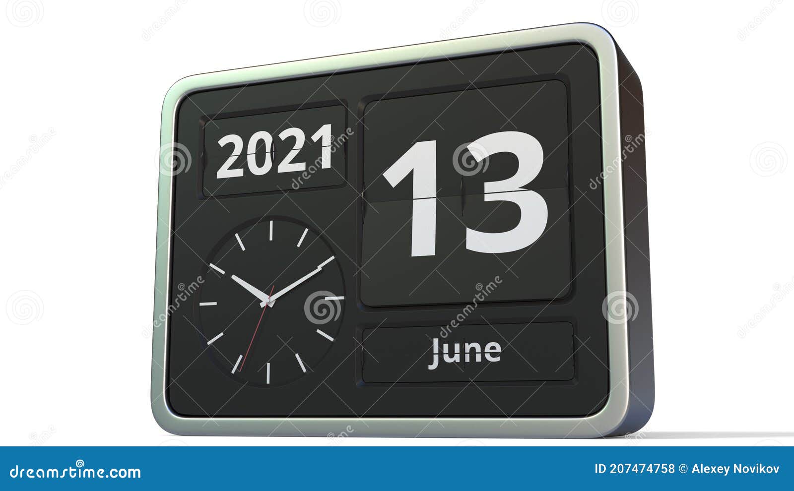 June 13 Date on the Flip Clock Calendar, 3d Rendering Stock ...