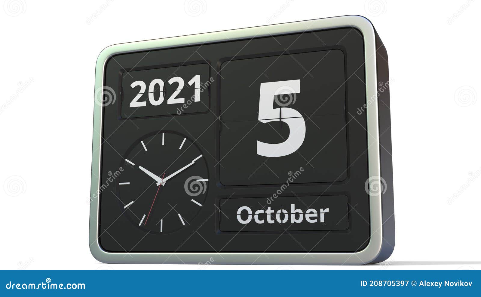 October 5 Date on the Flip Clock Calendar, 3d Rendering Stock ...