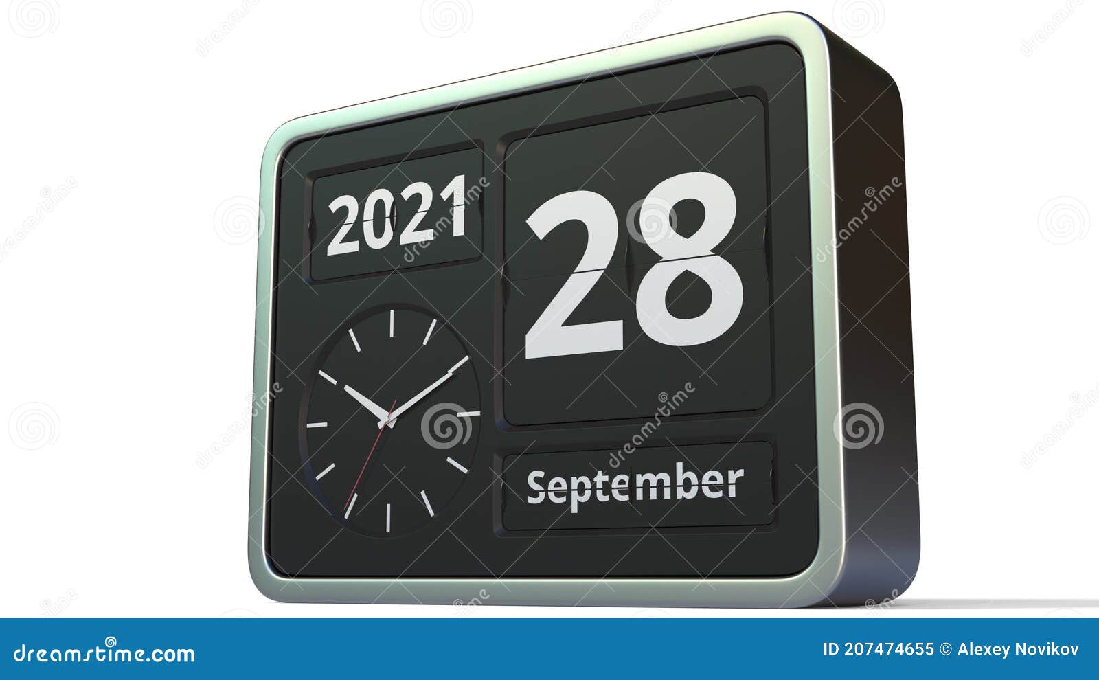September 28 Date on the Flip Clock Calendar, 3d Rendering Stock ...