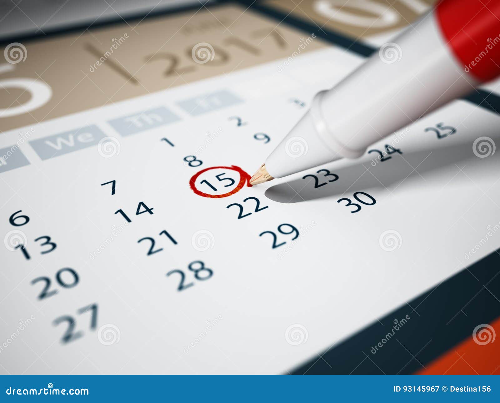 Specific Date Marked with a Rollerball Pen. 3D Illustration Stock ...