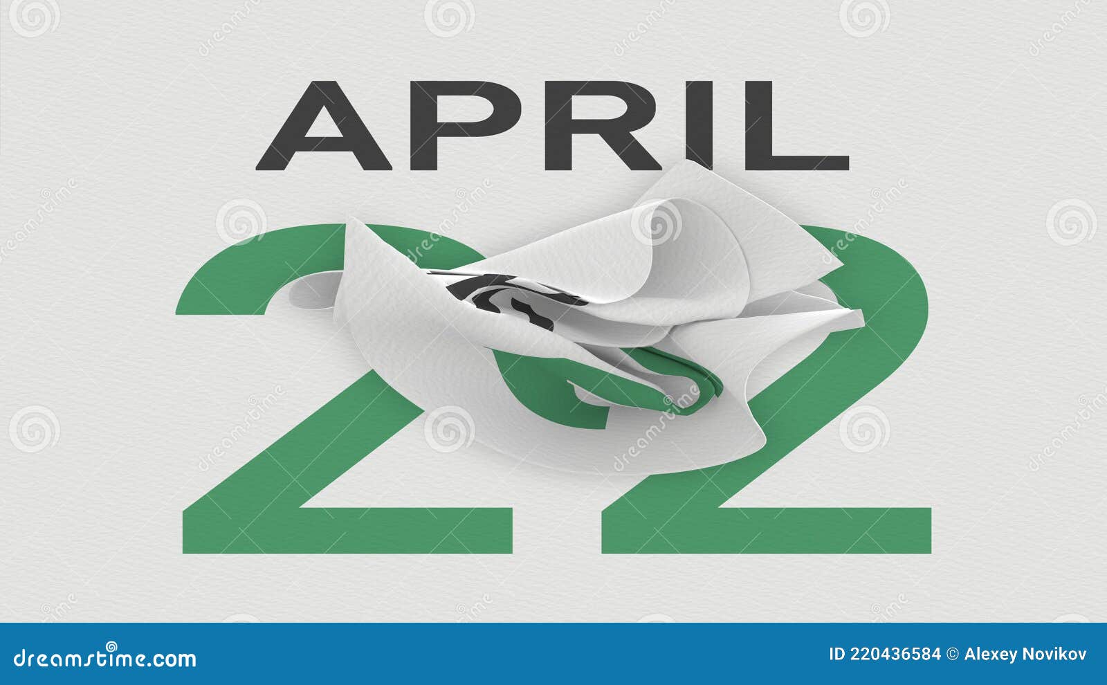 April 22 Date Behind Crumpled Paper Page of a Calendar, 3d Rendering ...