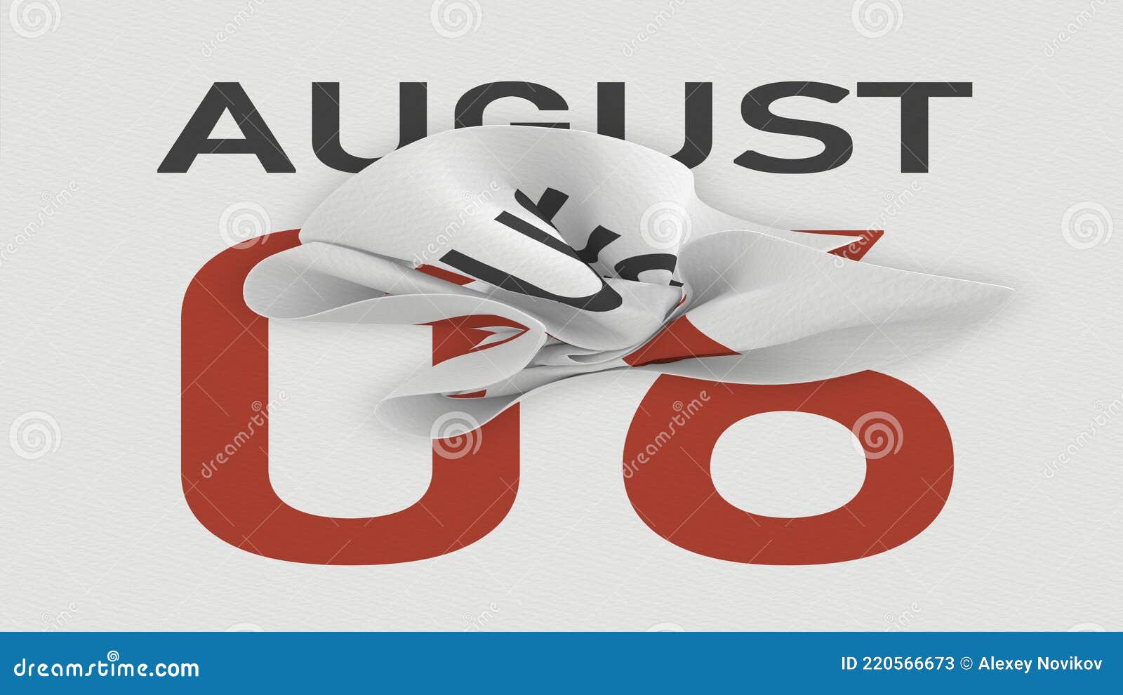 August 6 Date Behind Crumpled Paper Page of a Calendar, 3d Rendering ...