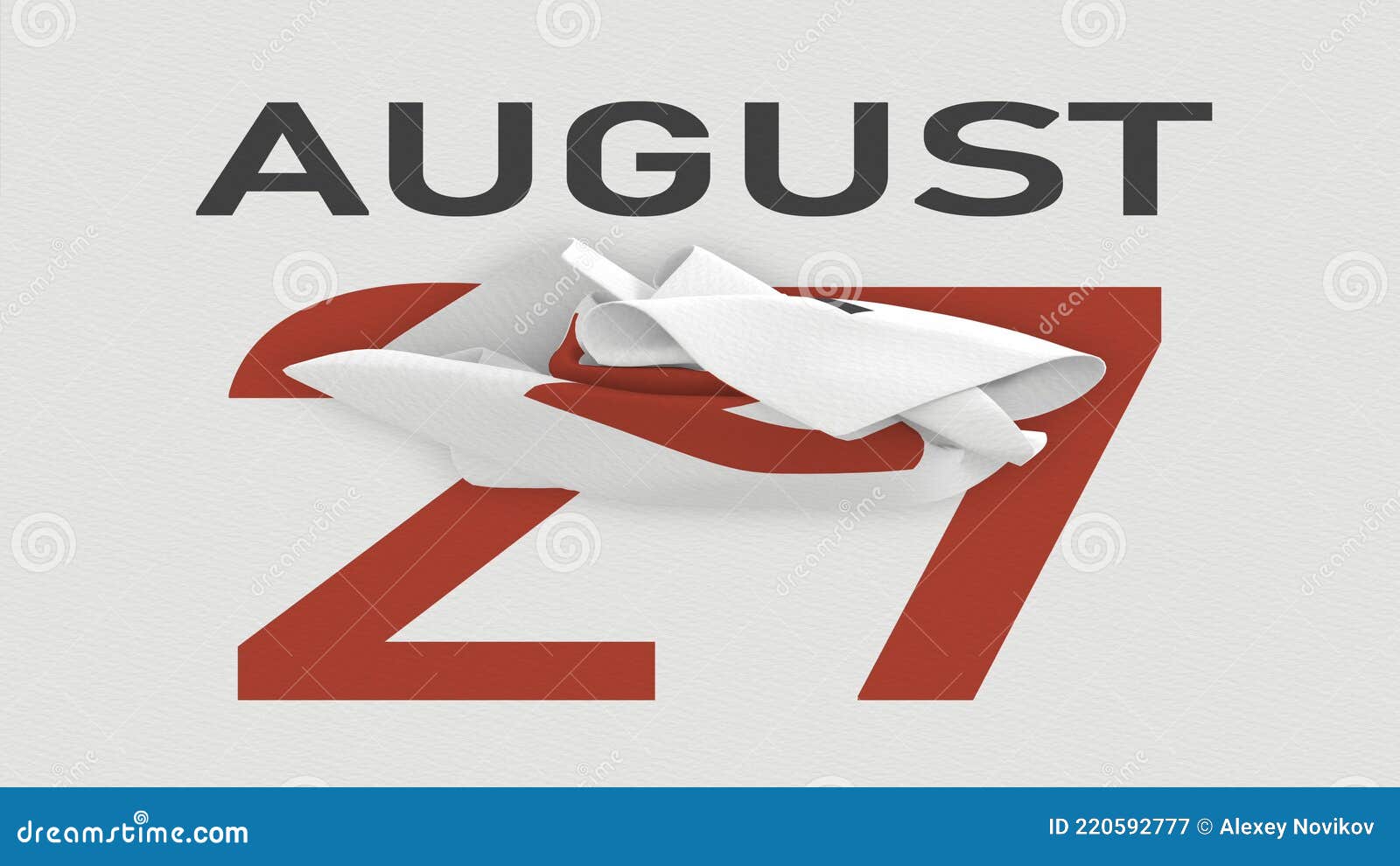 August 27 Date Behind Crumpled Paper Page of a Calendar, 3d Rendering ...