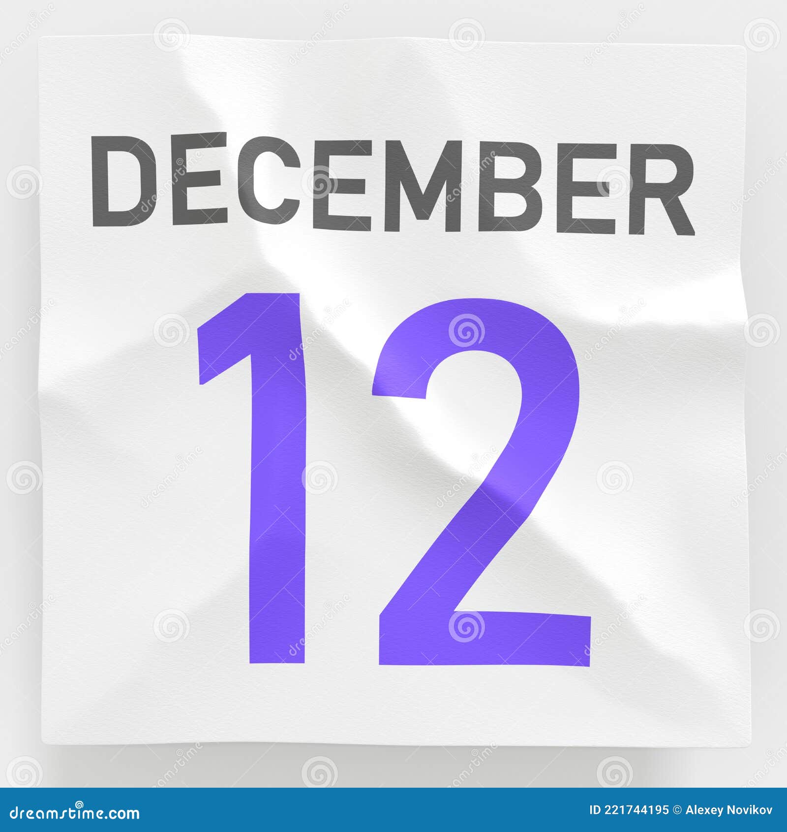 December 12 Date on Torn Page of a Paper Calendar, 3d Rendering Stock ...