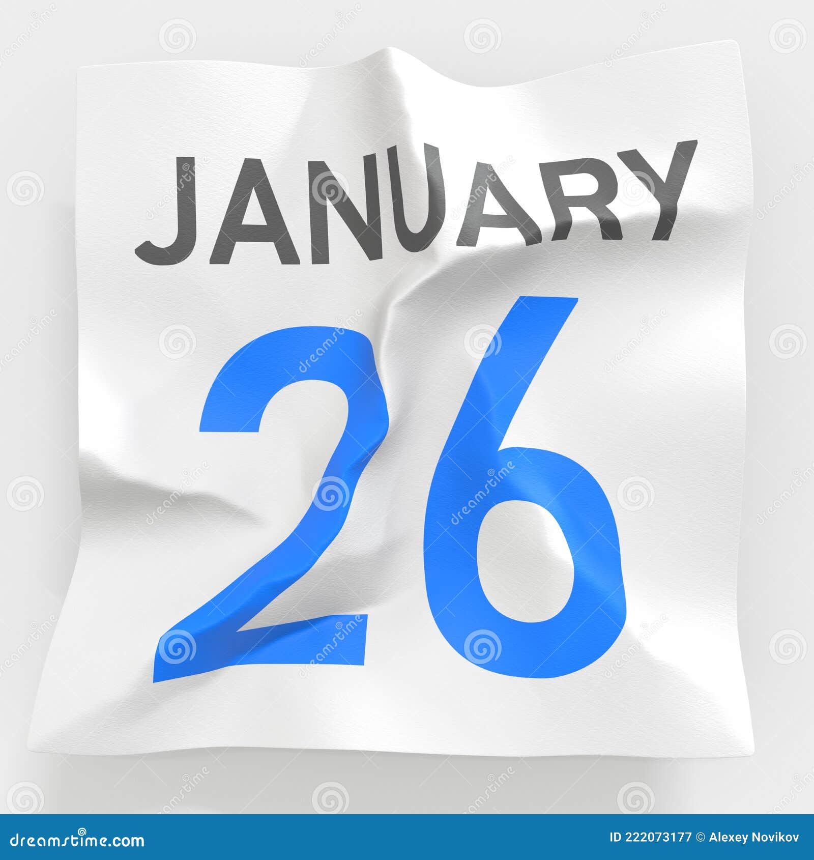 January 26 Date on Crumpled Paper Page of a Calendar, 3d Rendering ...