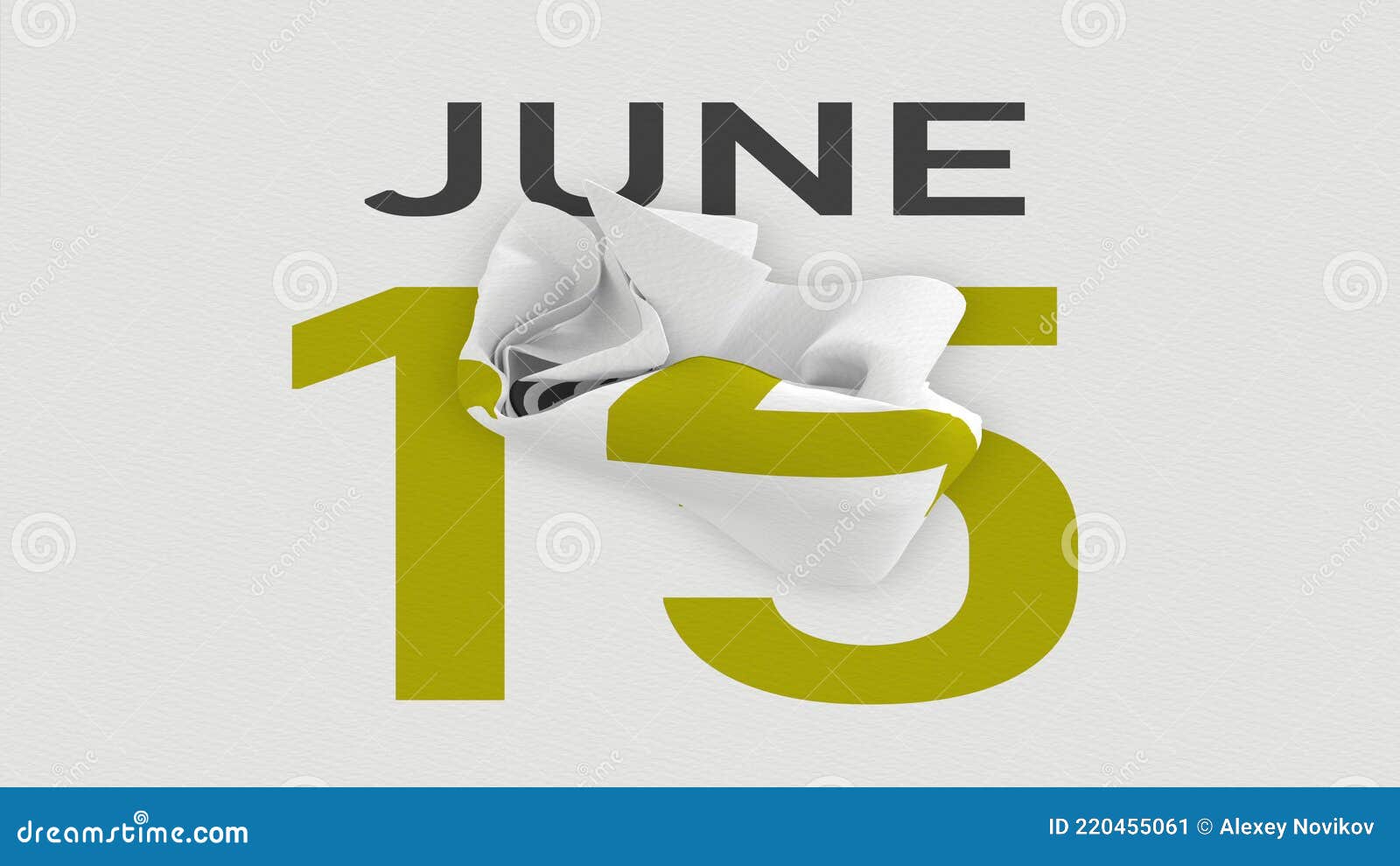 June 15 Date Behind Torn Page of a Calendar, 3d Rendering Stock ...