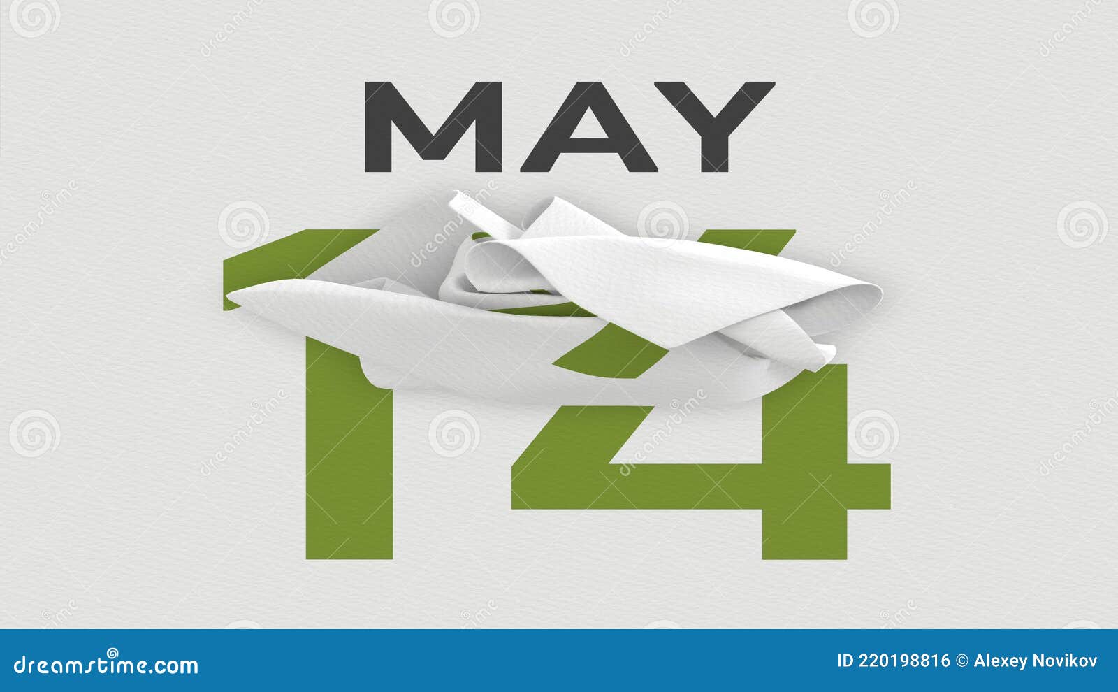 May 14 Date Behind Crumpled Paper Page of a Calendar, 3d Rendering ...