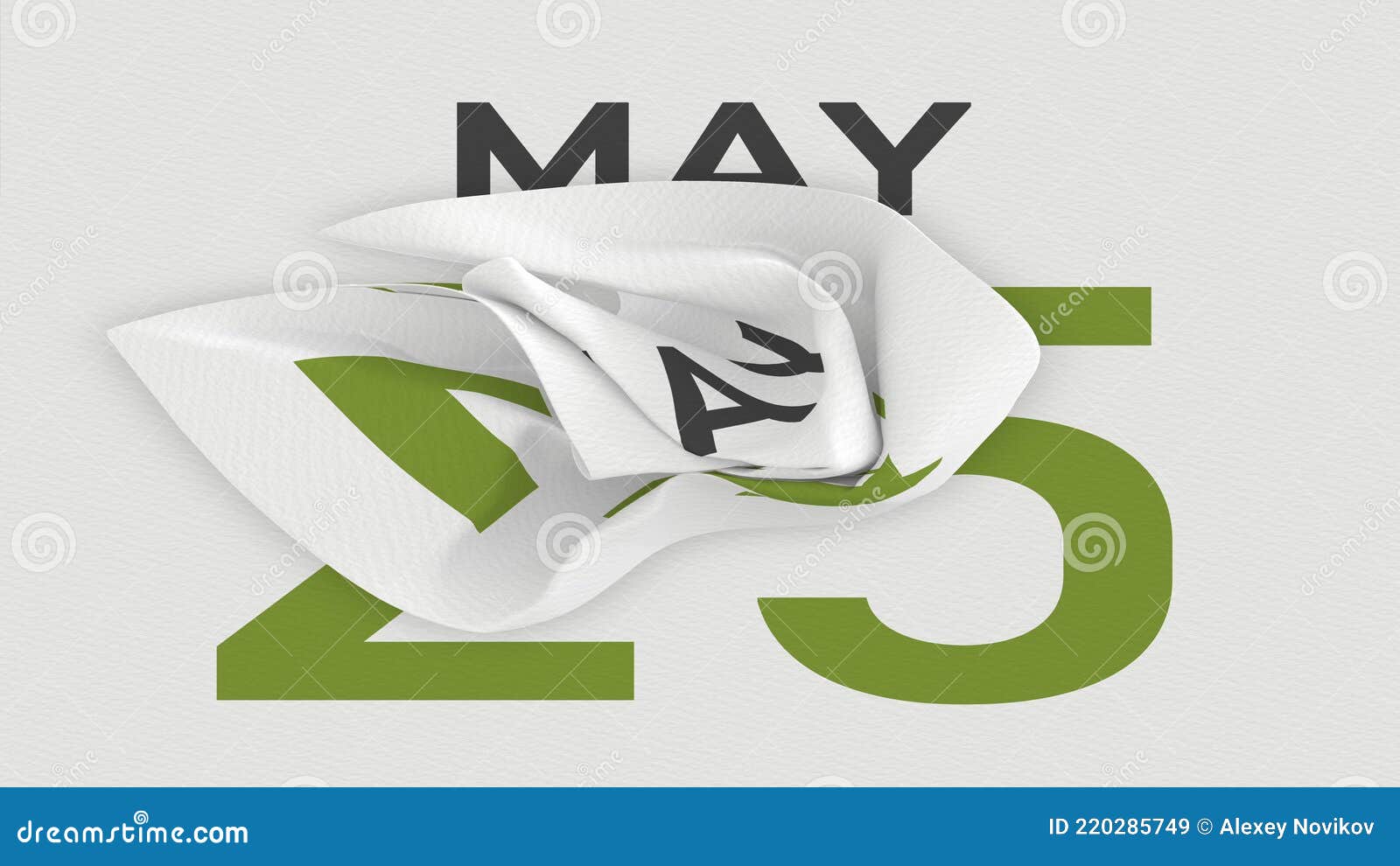 May 25 Date Behind Crumpled Paper Page of a Calendar, 3d Rendering ...