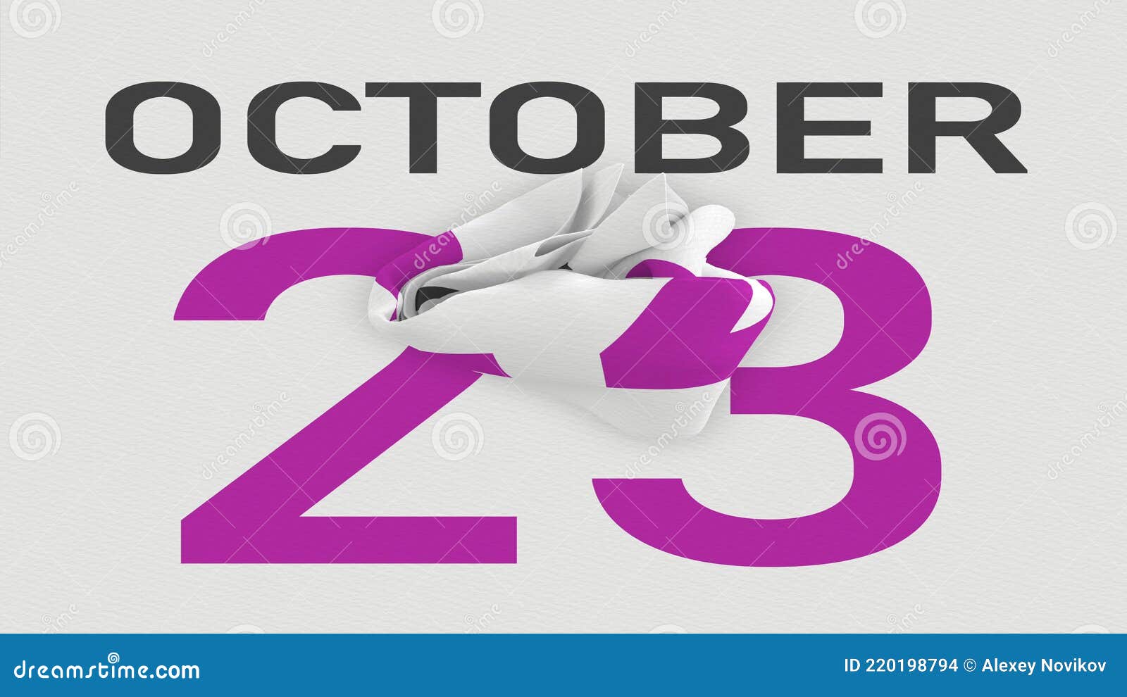 October 23 Date Behind Crumpled Paper Page of a Calendar, 3d Rendering ...