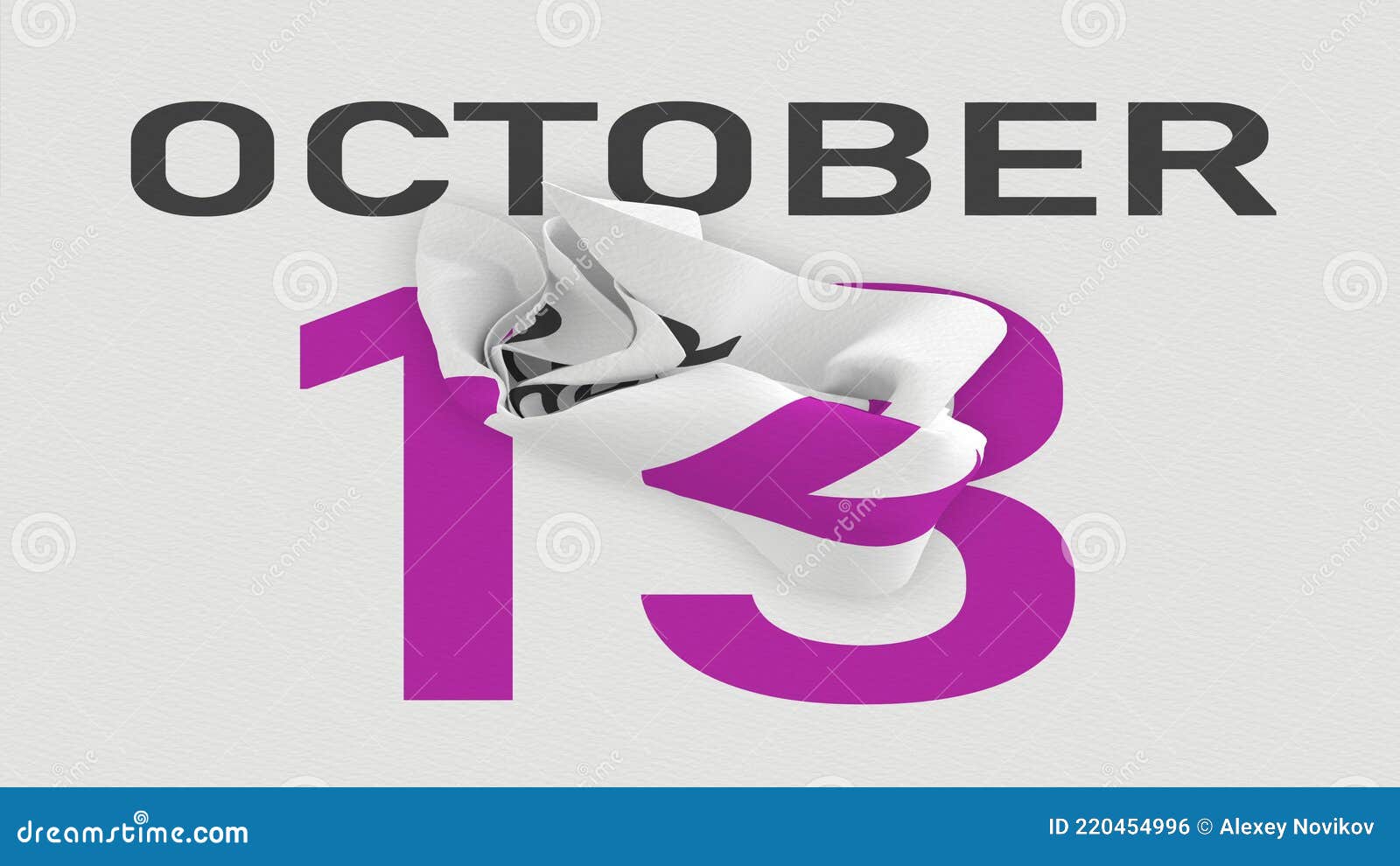 October 13 Date Behind Crumpled Paper Page of a Calendar, 3d Rendering ...
