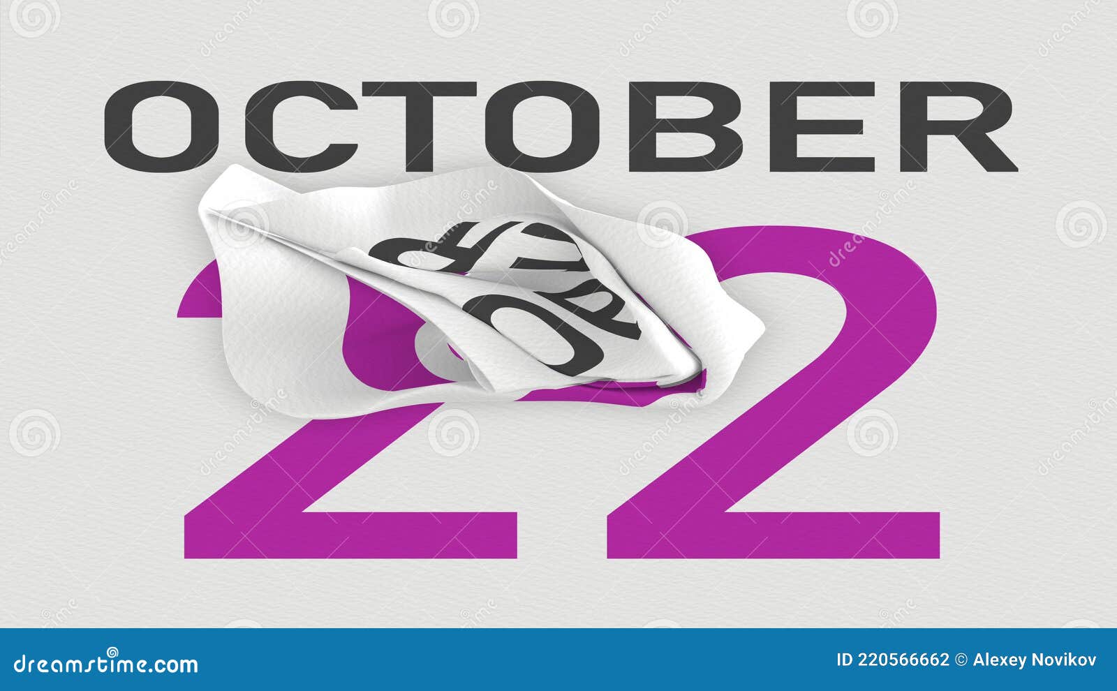 October 22 Date Behind Torn Page of a Calendar, 3d Rendering Stock ...