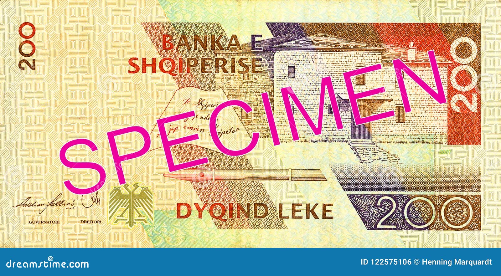 200 Albanian Lek Bank Note Obverse Stock Photo - Image of note, macro ...