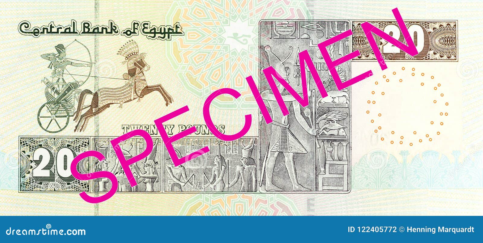 20 Egyptian Pound Bank Note Reverse Stock Photo - Image of bank ...