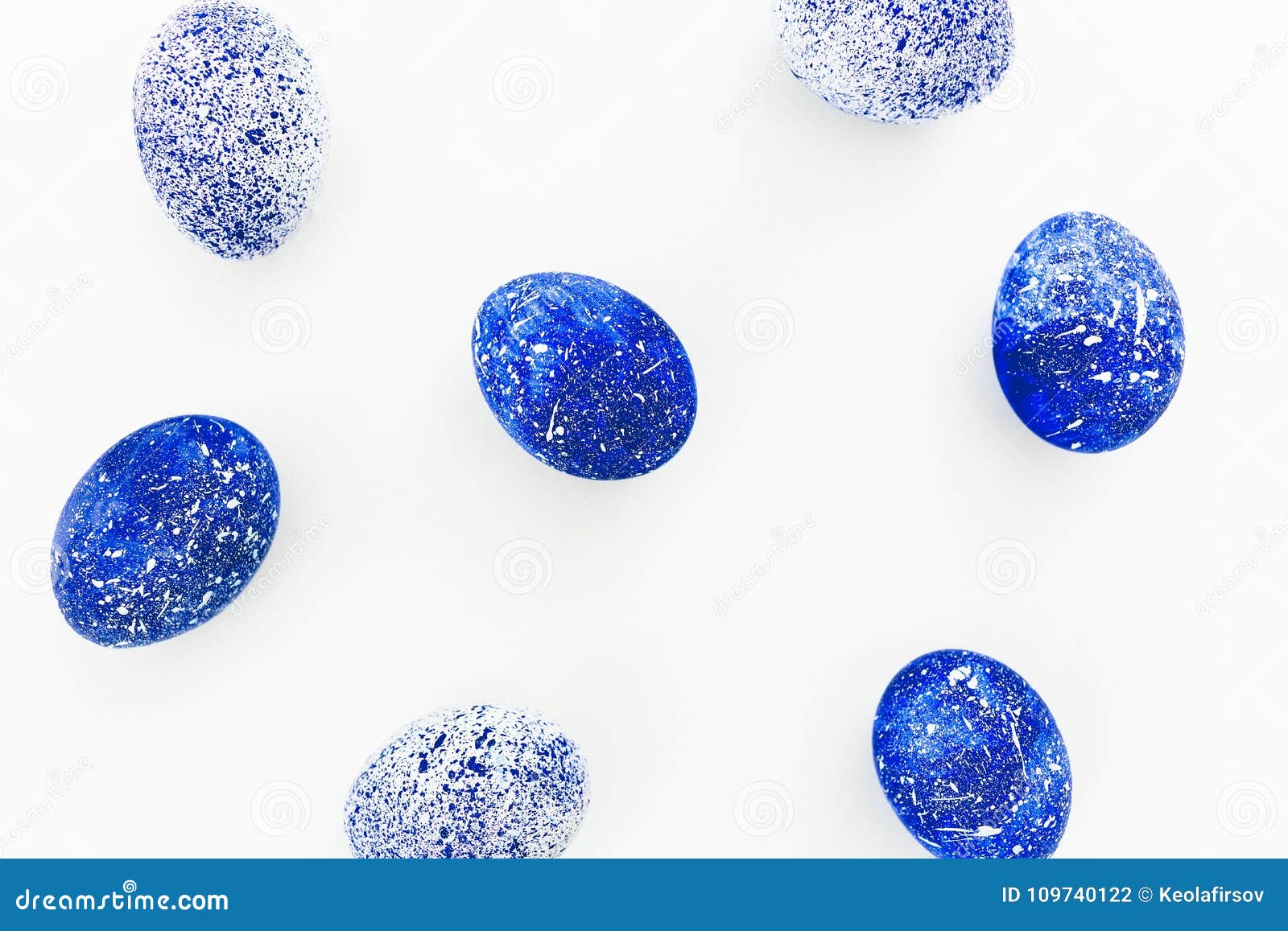 Speckled Easter Blue Eggs Isolated on White Background. Flat Lay. Top ...