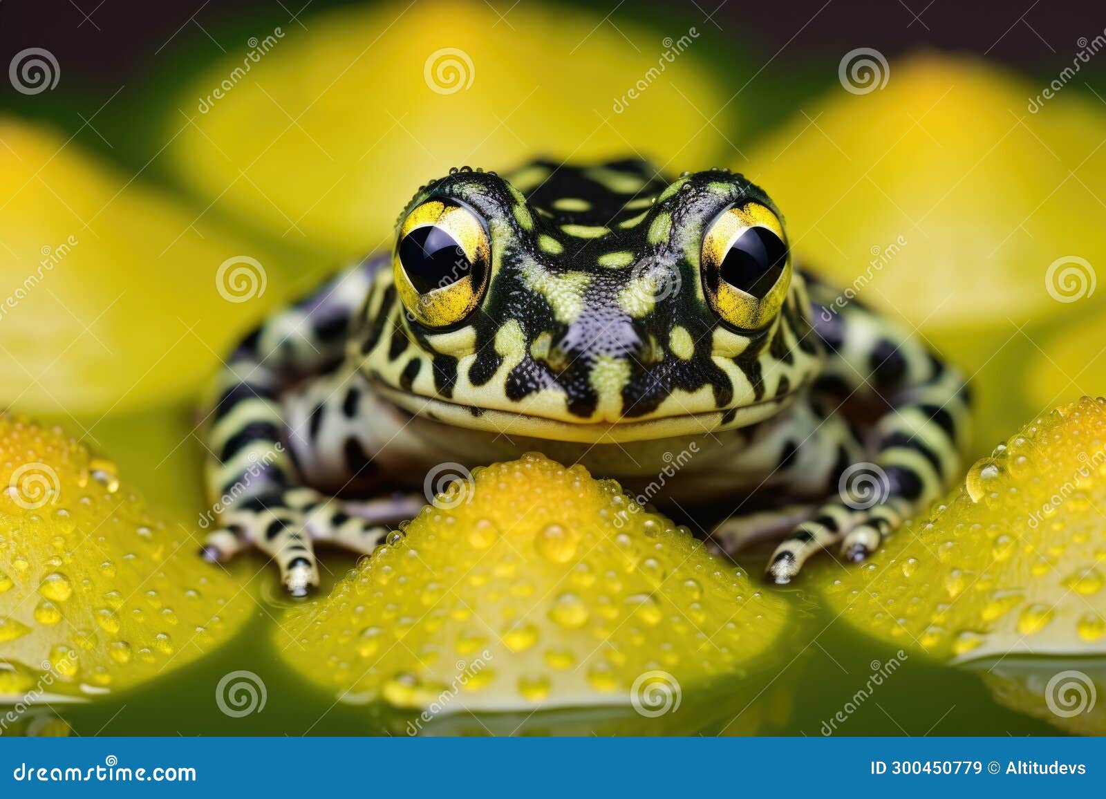 A Speckled Frog Camouflaged on a Lily Pad with a Blurred Background ...