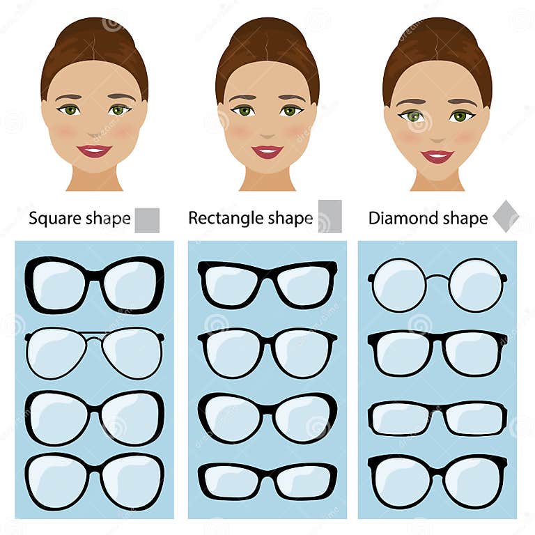Spectacle Frames for Women Face Shapes Stock Illustration ...